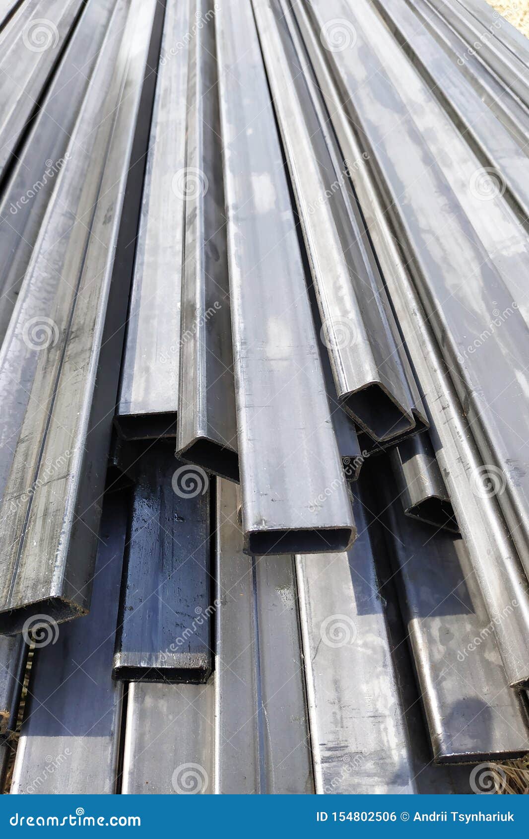 The Metallic Rectangular Profile Lies on the Construction Site Stock ...