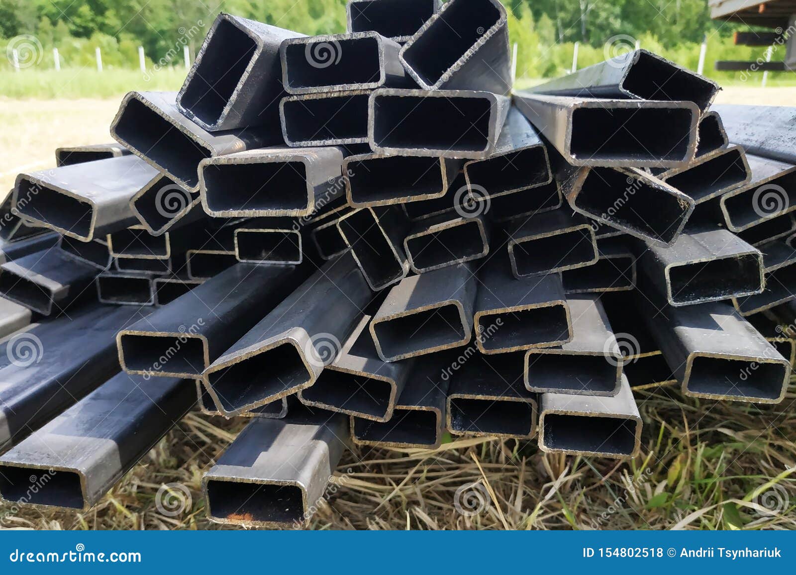 The Metallic Rectangular Profile Lies on the Construction Site Stock ...