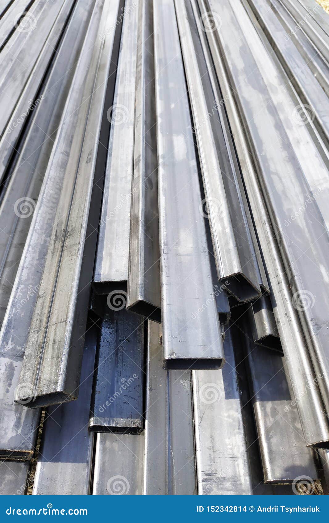The Metallic Rectangular Profile Lies on the Construction Site. Stock ...