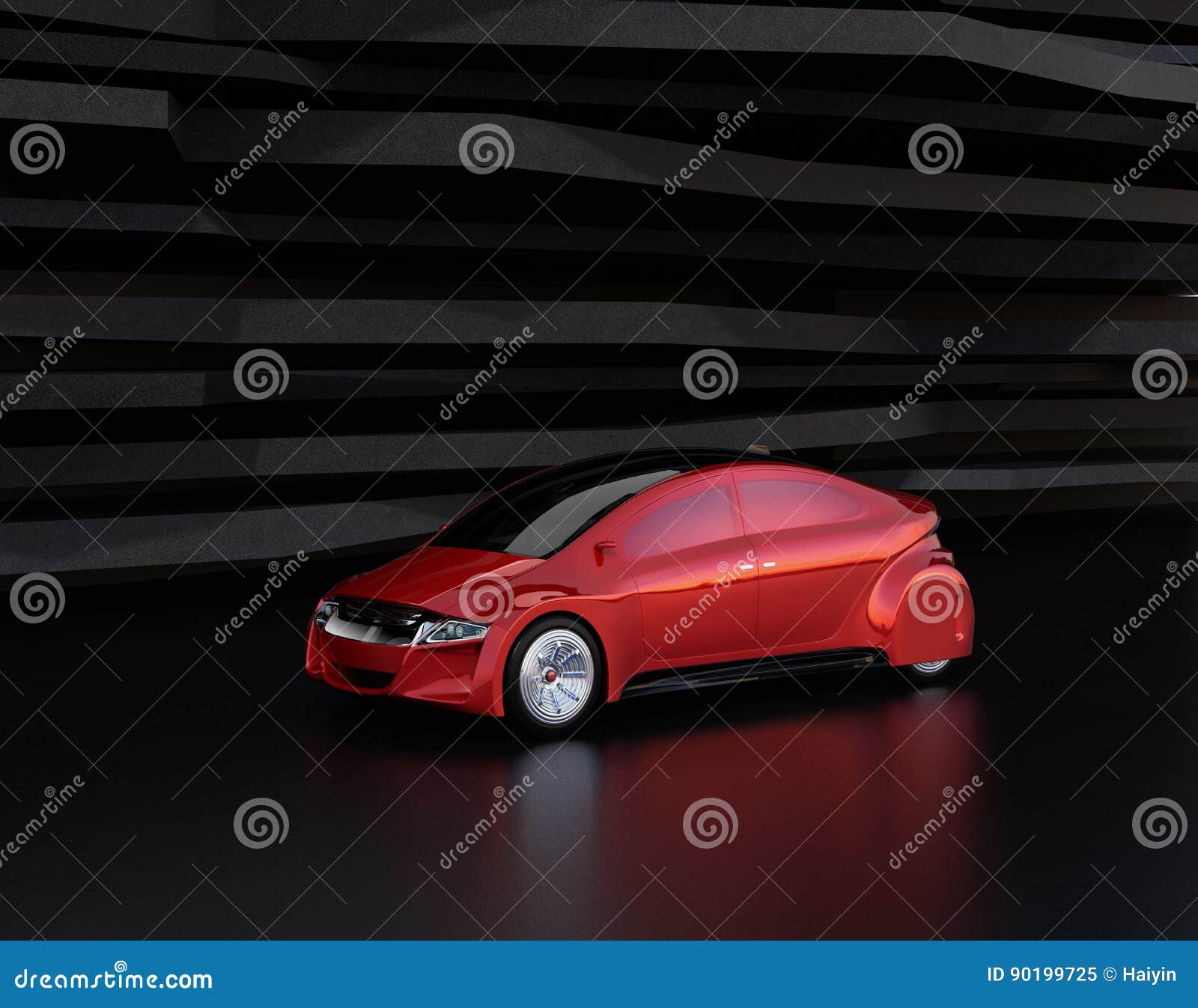 Metallic Red Autonomous Car Stock Illustration - Illustration of dark ...