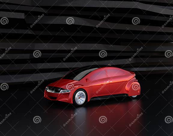 Metallic Red Autonomous Car Stock Illustration - Illustration of dark ...