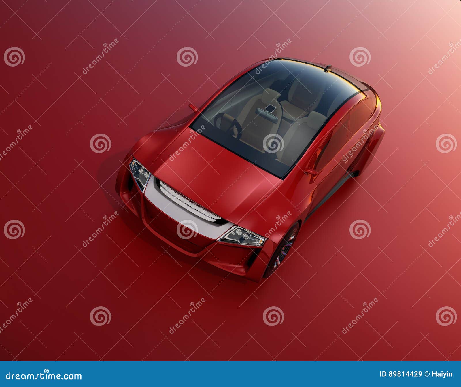 Metallic Red Autonomous Vehicle Stock Illustration - Illustration of ...