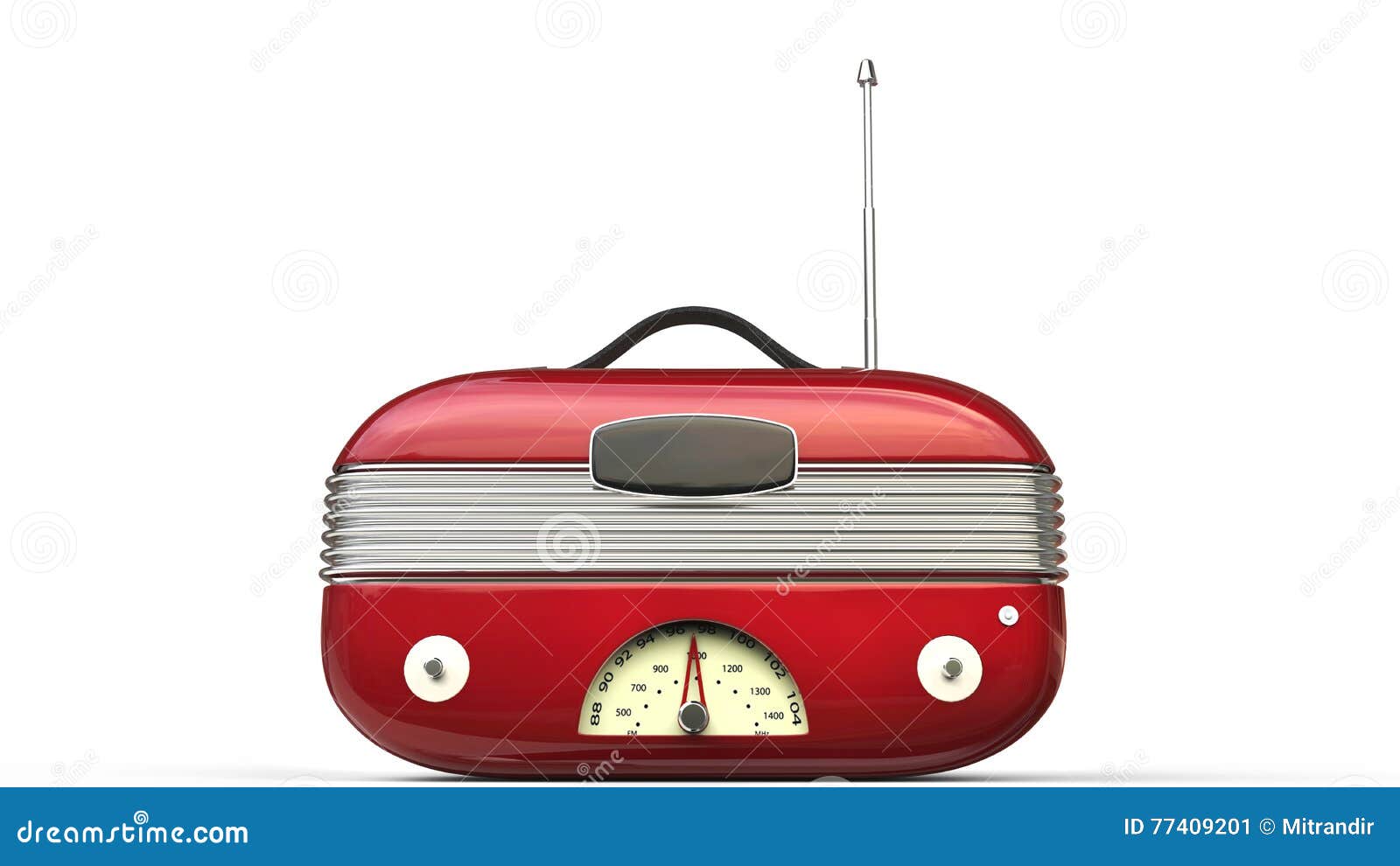Metallic Red Cool Vintage Radio - Front View Stock Illustration ...