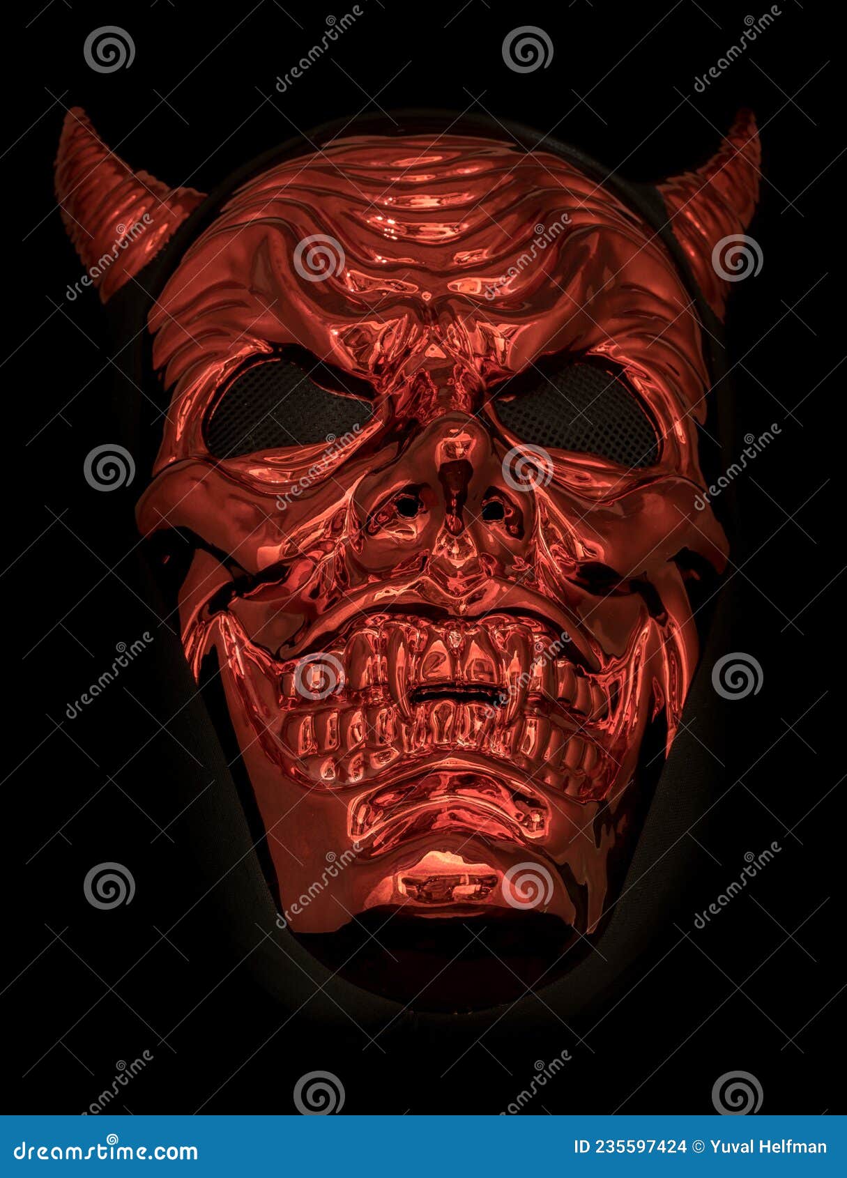 Metallic Red Devil Mask Isolated on Black Stock Photo - Image of ...