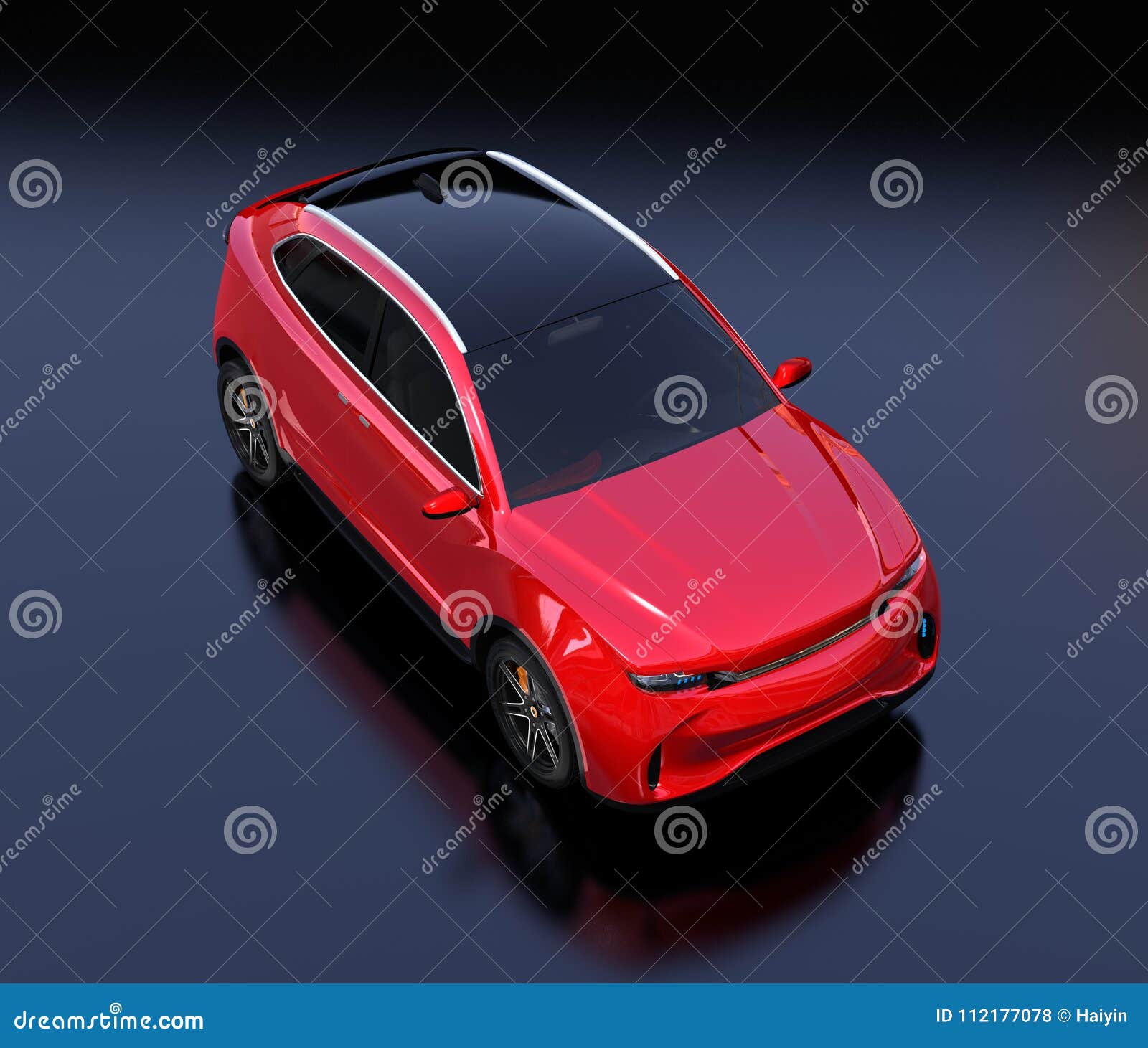 Metallic Red Electric SUV Concept Car on the Ground Stock Illustration ...