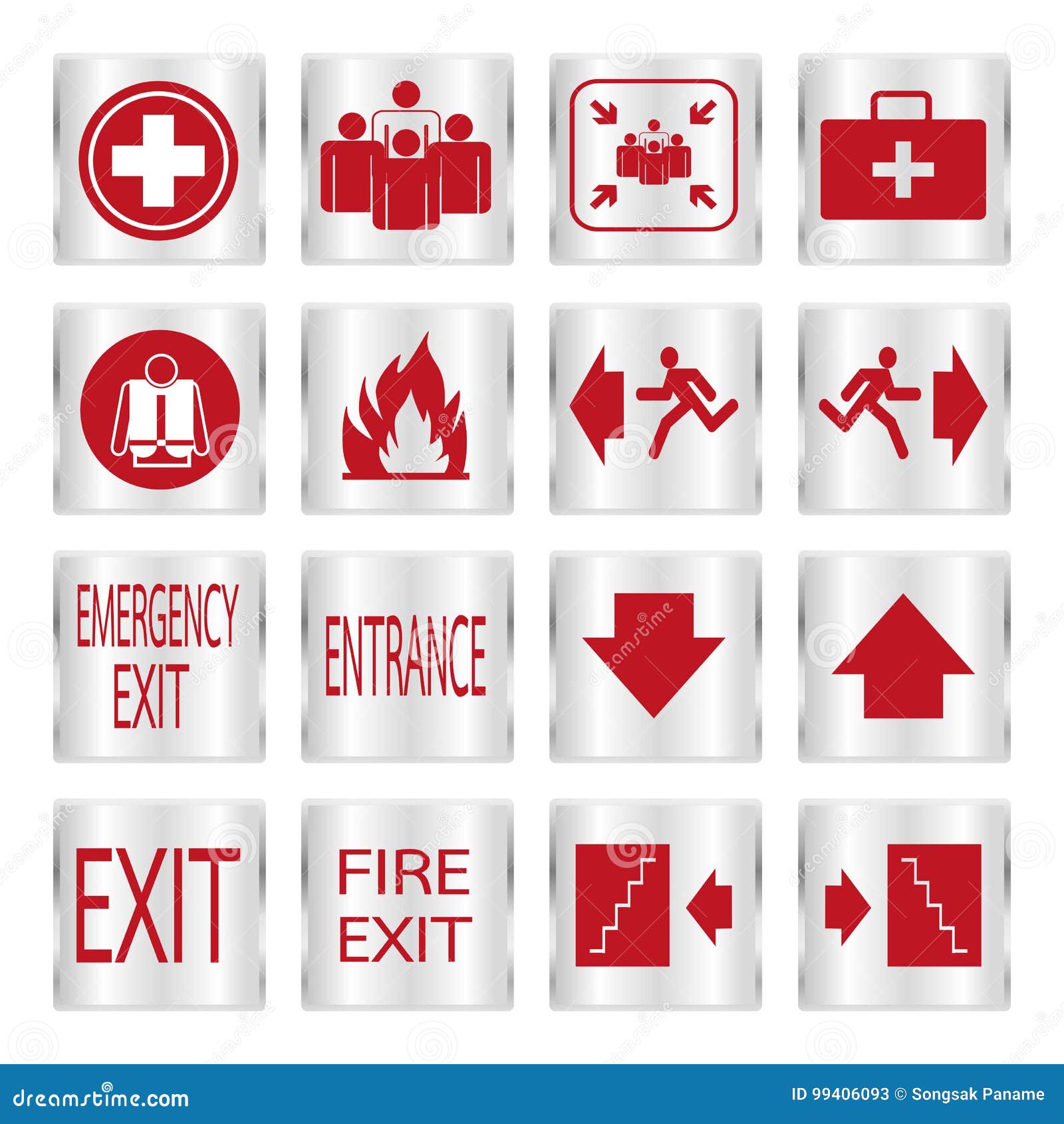 Metalic Red Safety Sign Set Stock Vector - Illustration of nameplate ...