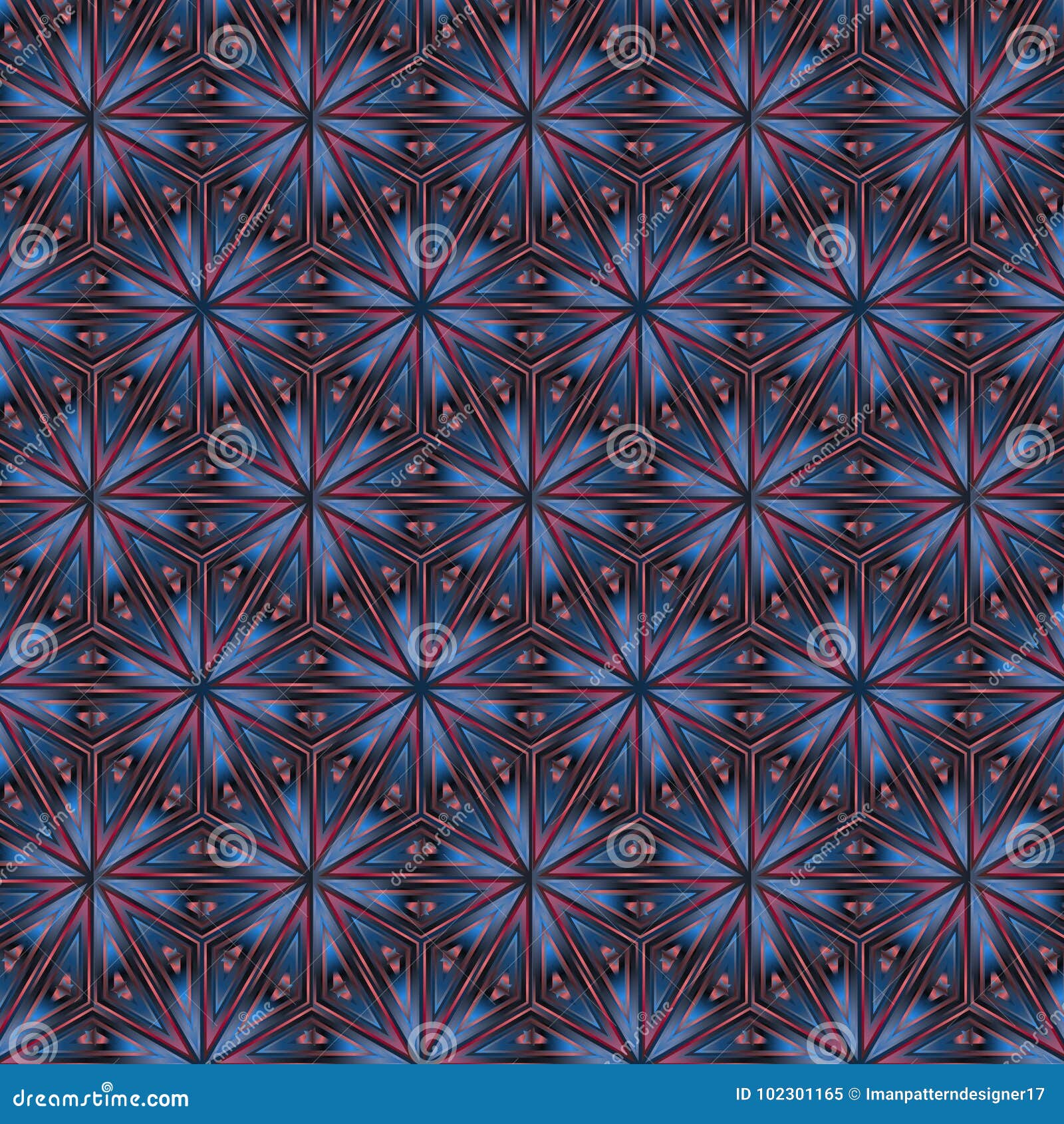 Metallic Red Triangles Pattern for Stained Glass Effect Stock Vector ...