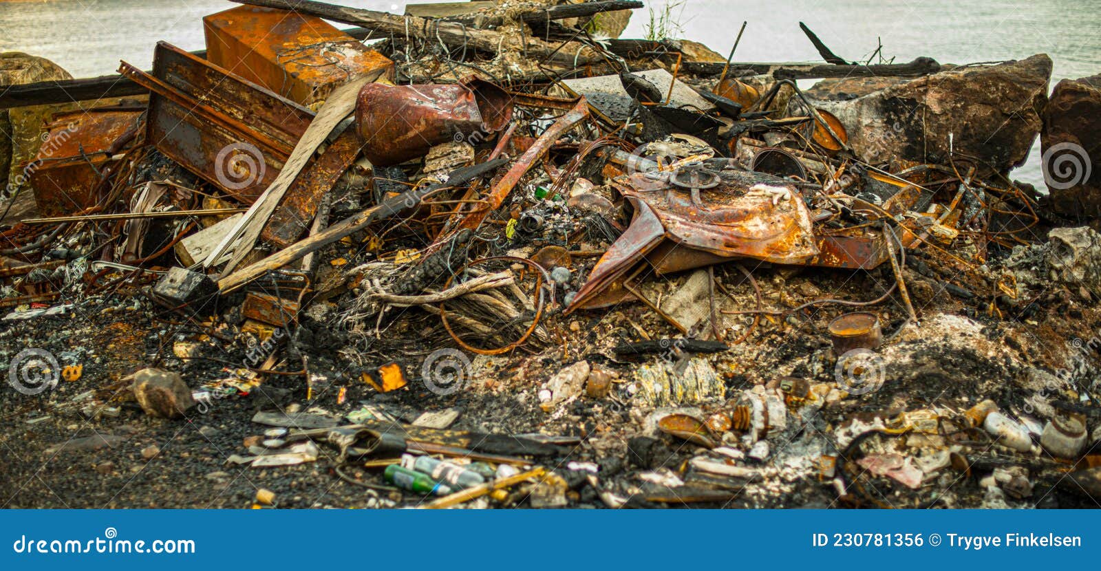 Garbage And Fire Burn In Landfill Cause Of Air Pollution, Environmental ...