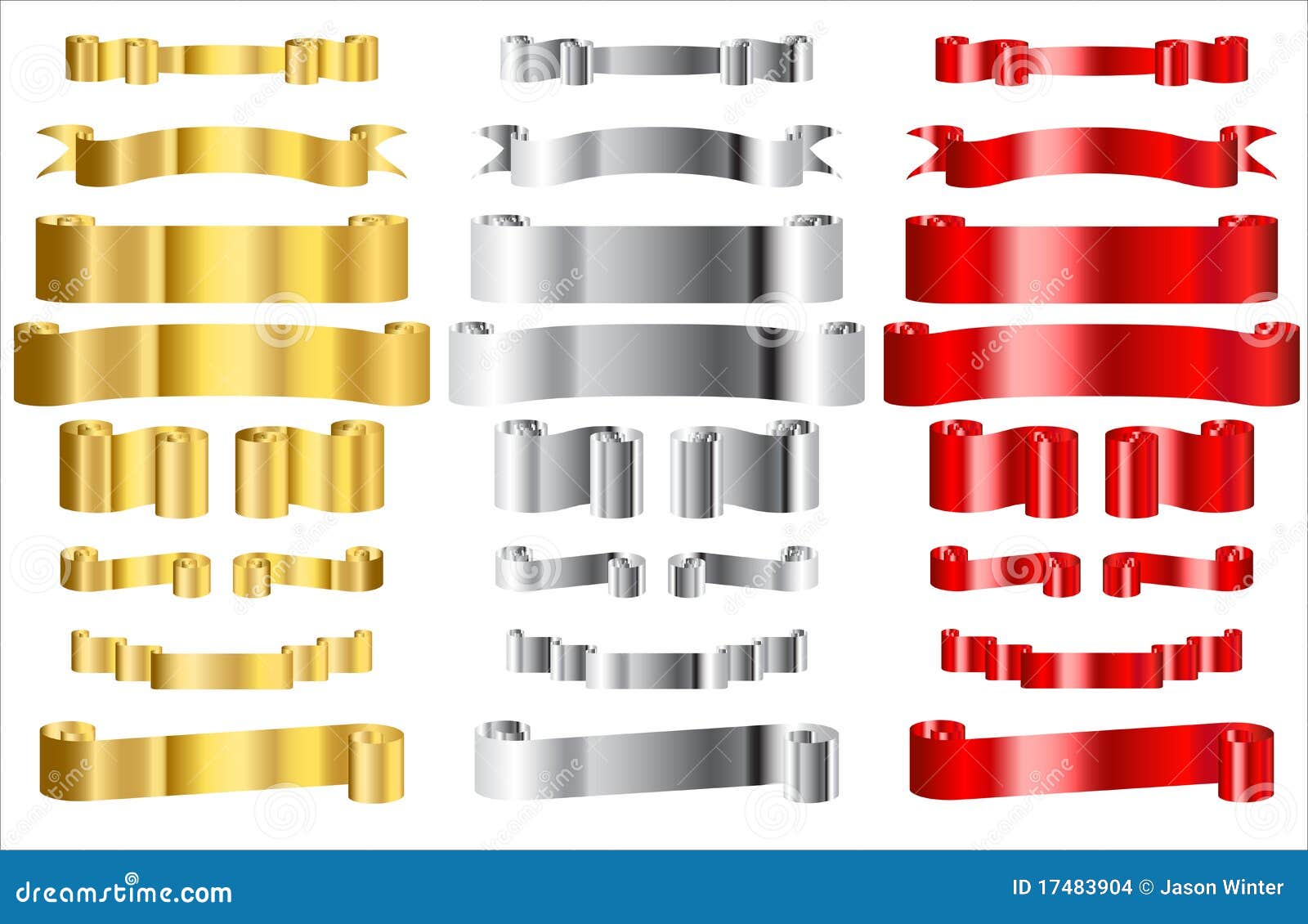 Metallic Ribbons stock vector. Illustration of foil, gold - 17483904