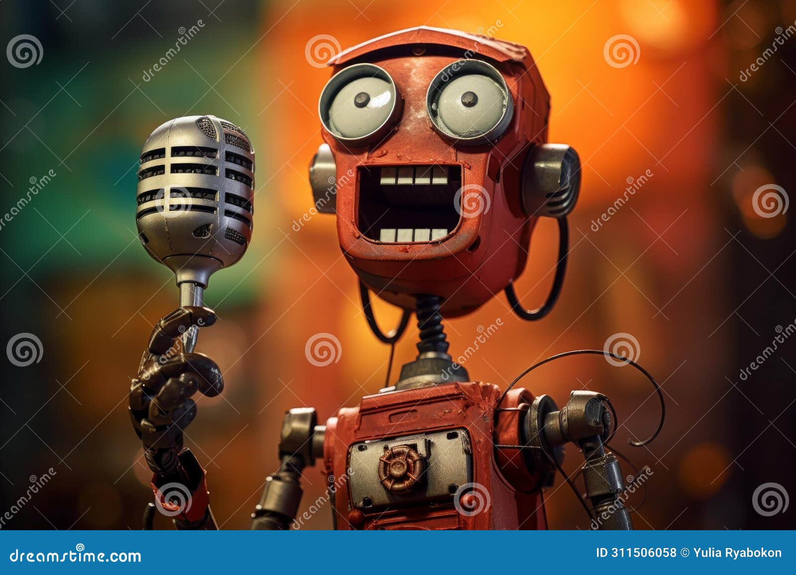 Metallic Robot Singer Microphone. Generate Ai Stock Photo - Image of ...