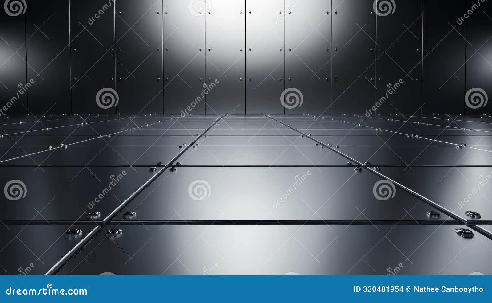 Metallic Room with Riveted Panels and Reflective Surface Stock ...