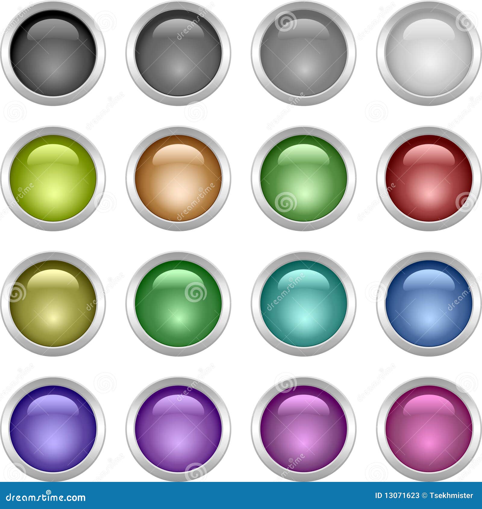 Metallic Round Buttons stock vector. Illustration of grey - 13071623