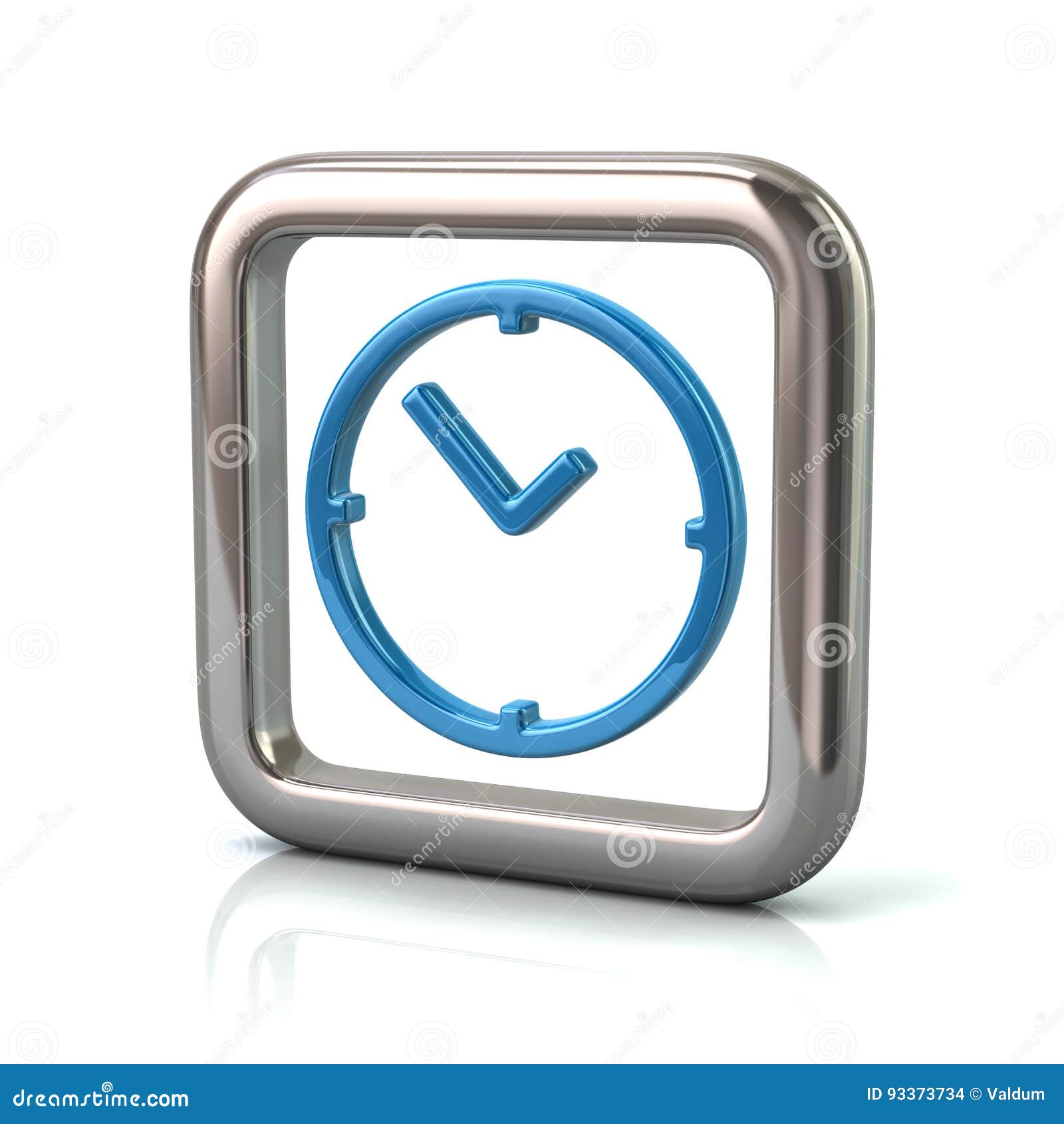 Metallic Rounded Square Frame with Blue Clock Icon Stock Photo - Image ...