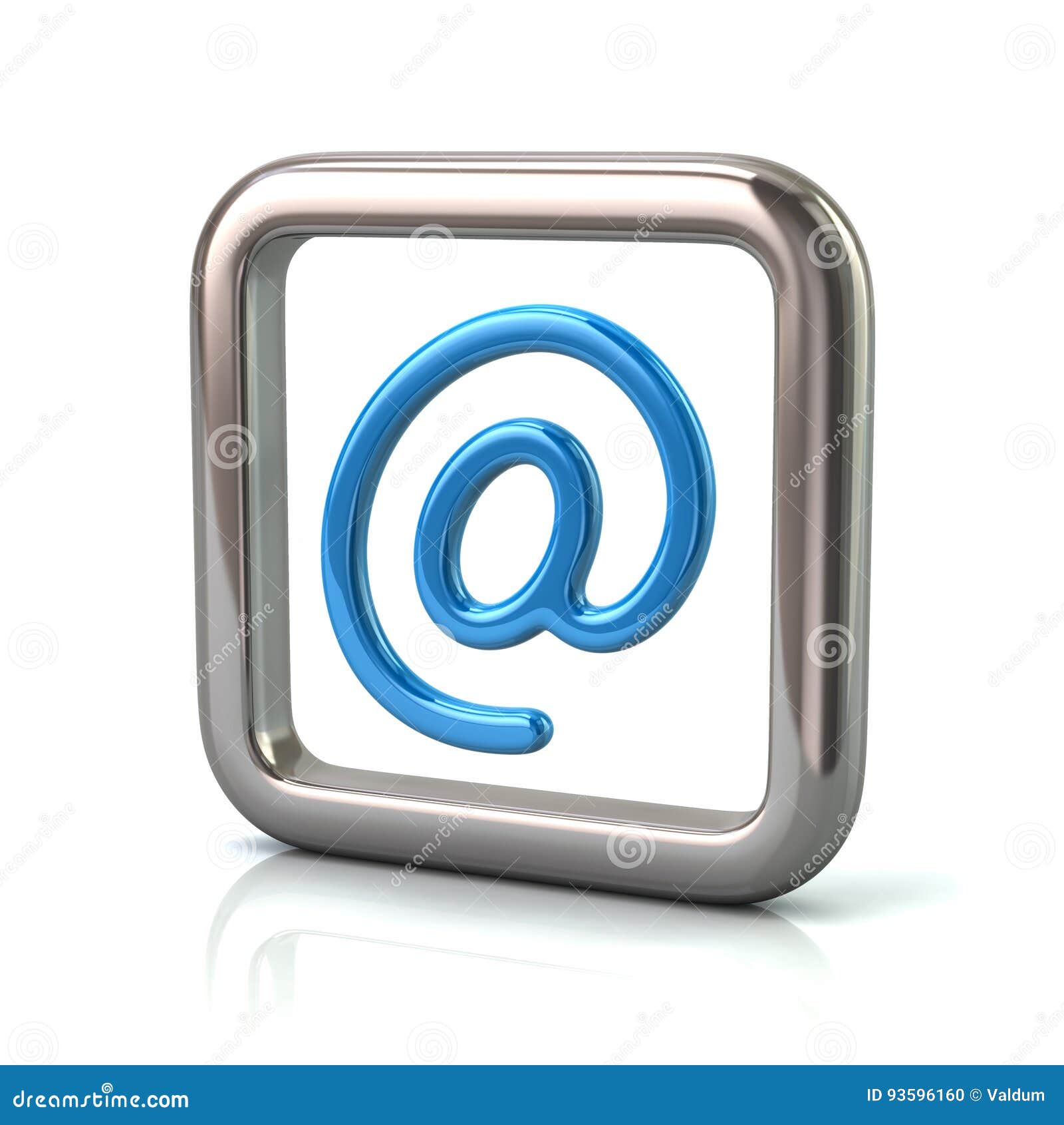 Metallic Rounded Square Frame with Blue Email Icon Stock Illustration ...