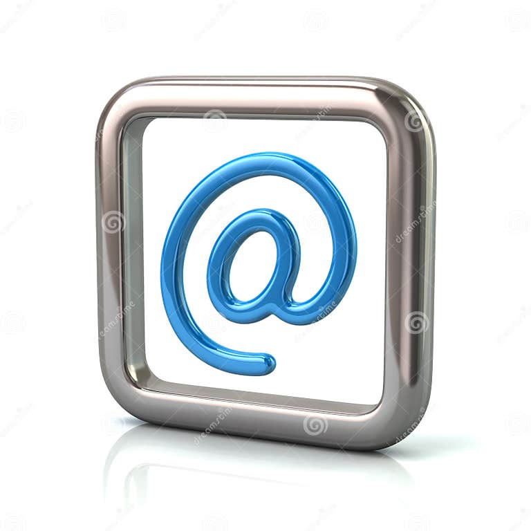 Metallic Rounded Square Frame with Blue Email Icon Stock Illustration ...