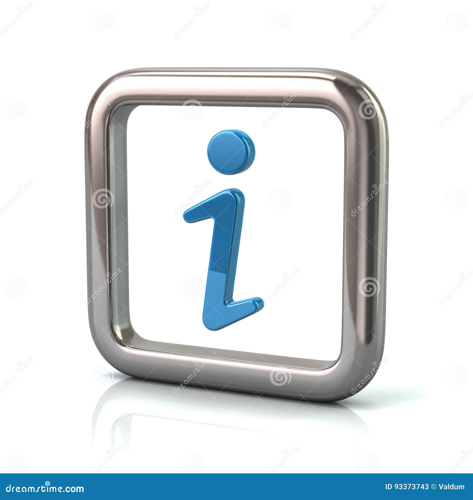 Metallic Rounded Square Frame with Blue Info Icon Stock Illustration ...