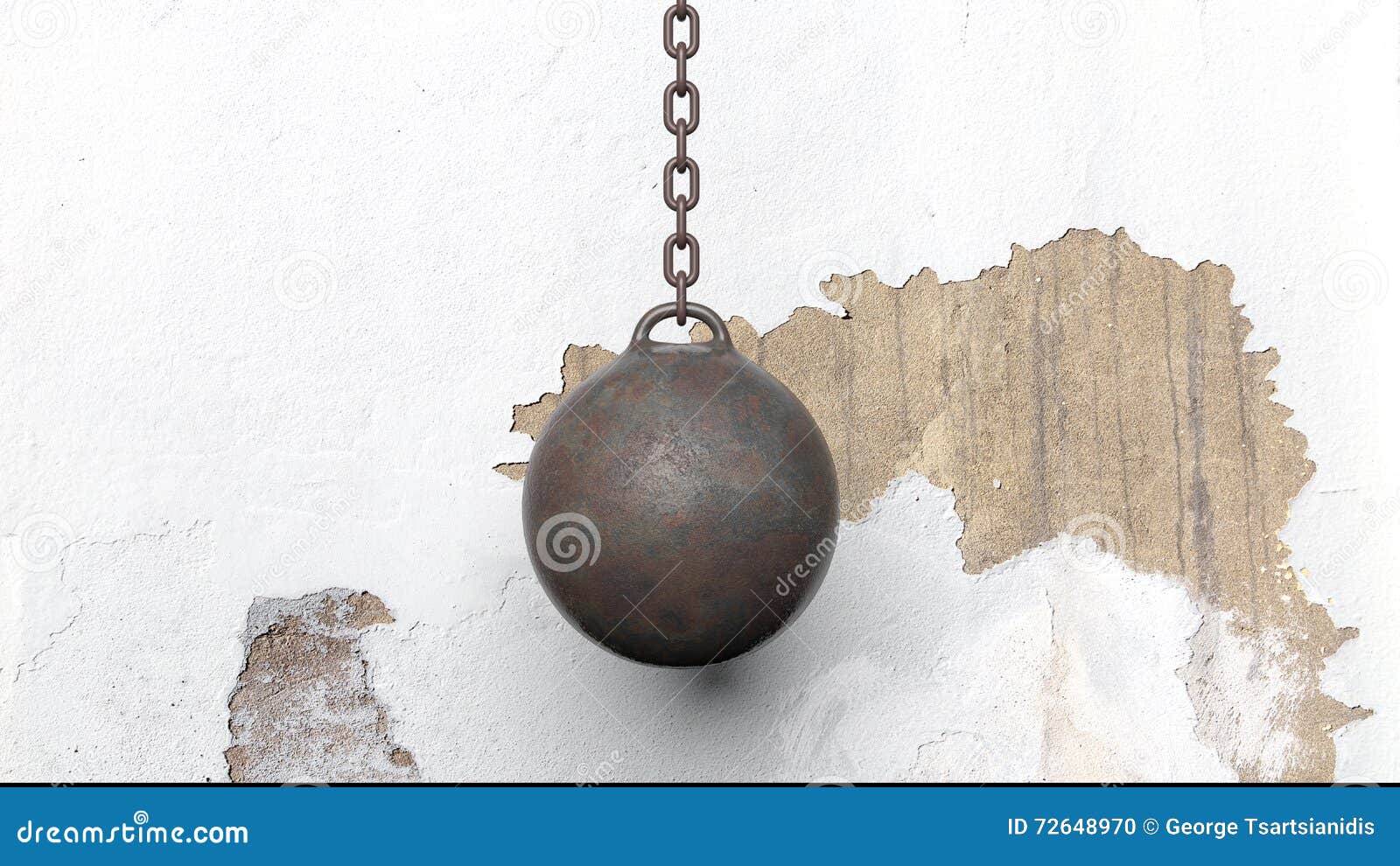 Metallic Rusty Wrecking Ball on Chain Stock Illustration - Illustration ...