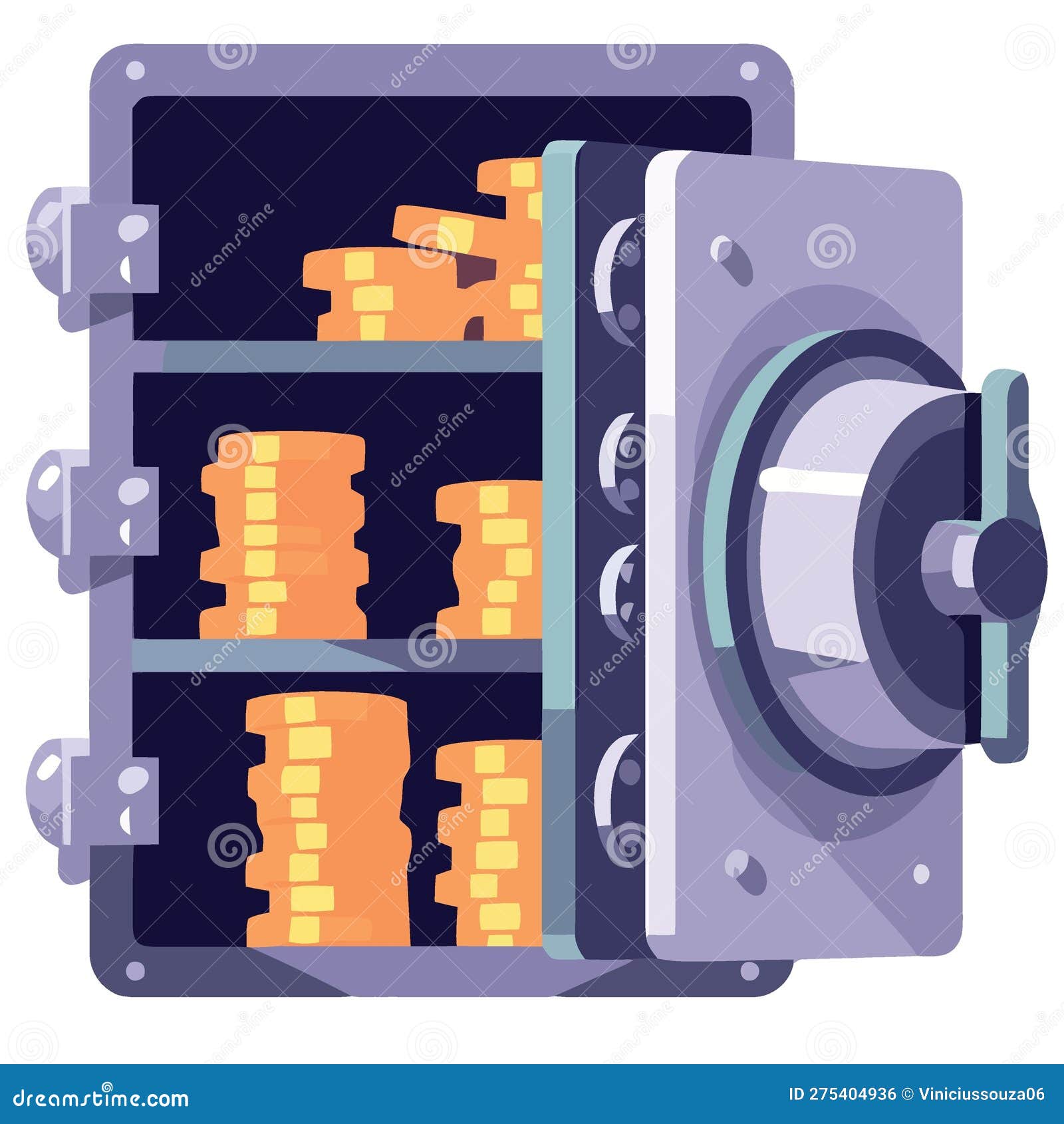Metallic Safe with Golden Coins Stock Vector - Illustration of coins ...