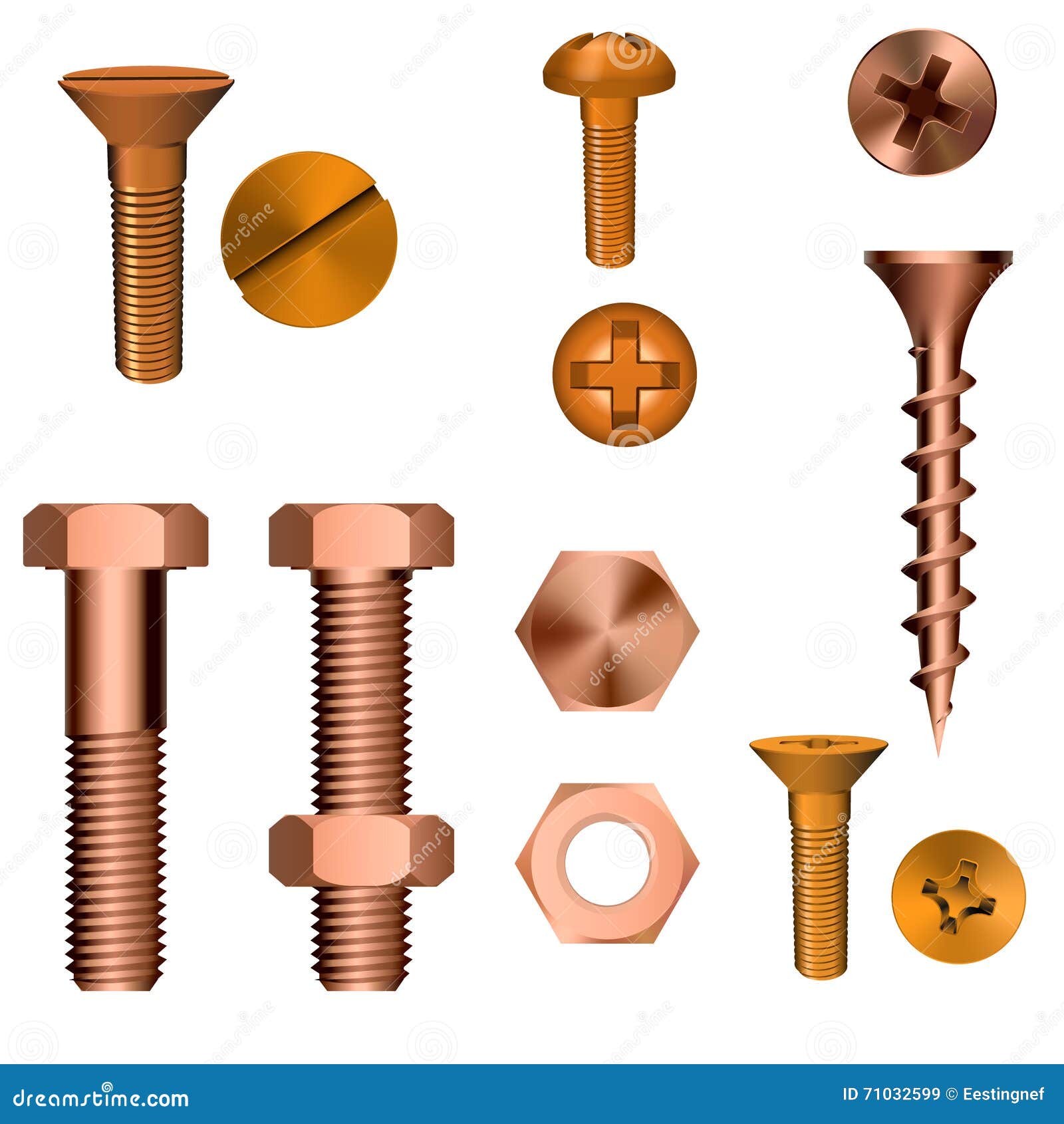 Metallic Set on White Background. Stock Illustration - Illustration of ...