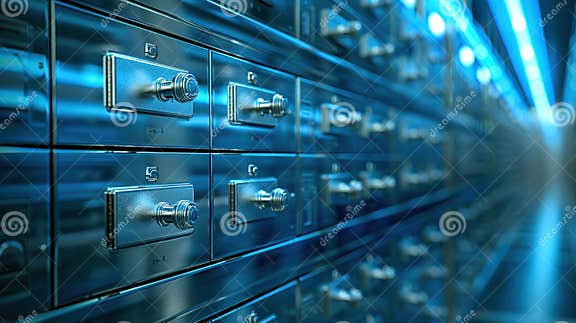 Metallic Security Drawers in a Secure Facility Stock Illustration ...