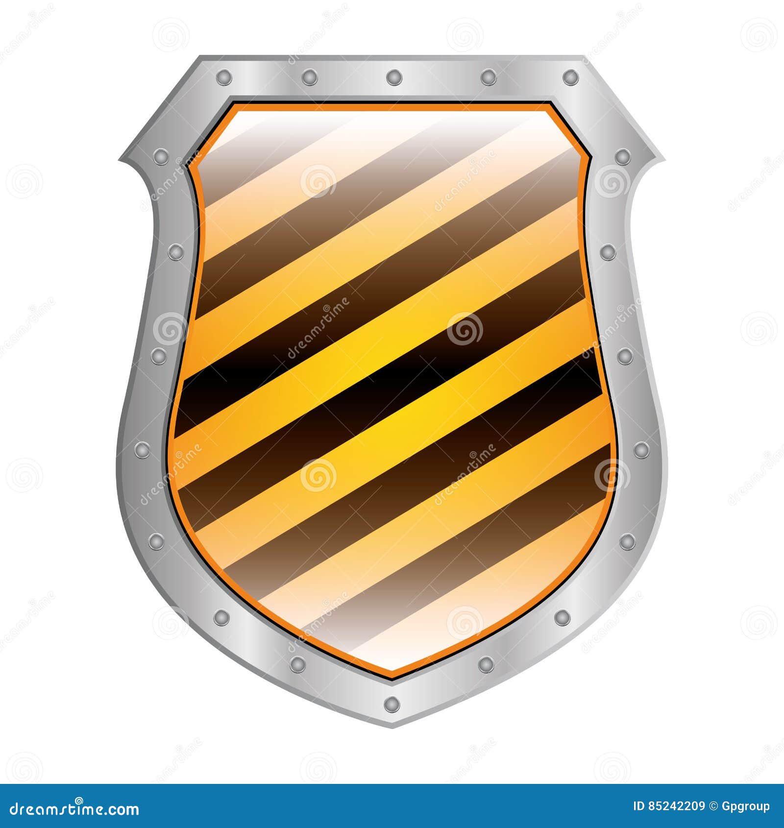 Metallic Shield with Diagonal Stripe Stock Illustration - Illustration ...
