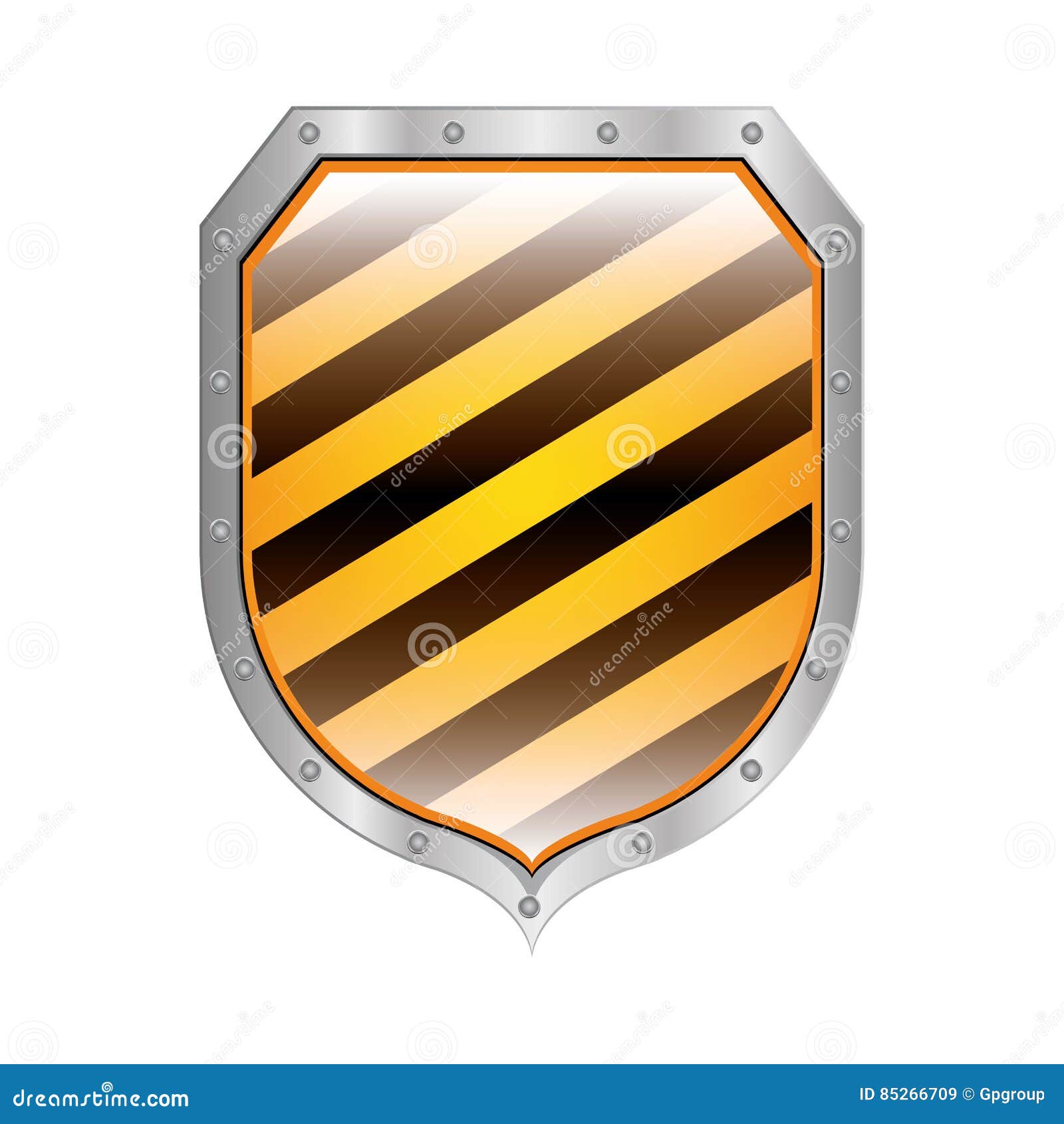 Metallic Shield with Diagonal Stripe Stock Illustration - Illustration ...