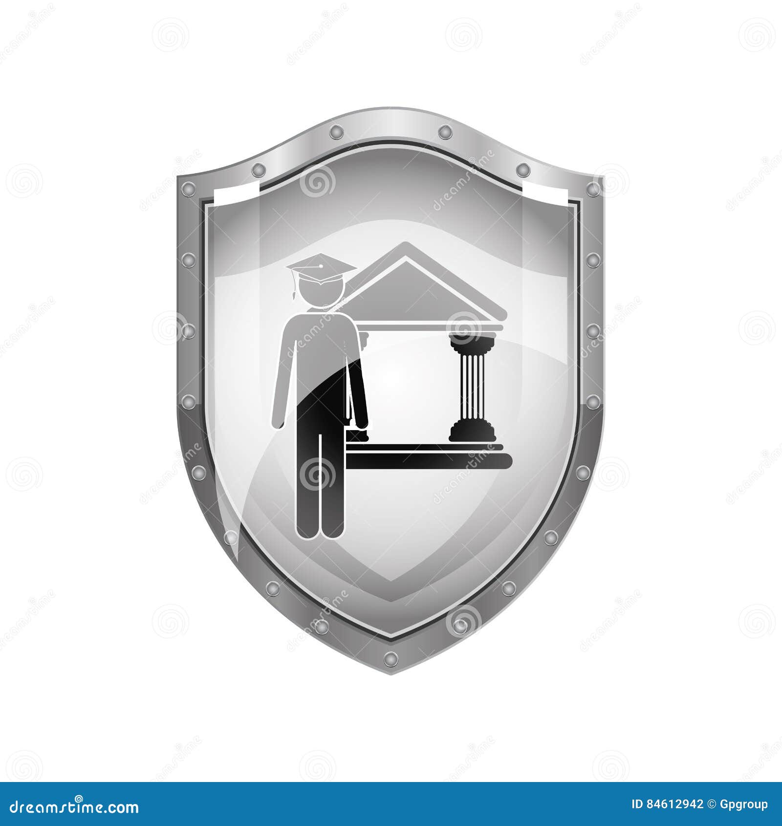 Metallic Shield of Lawyer with Graduation Hat Stock Vector ...