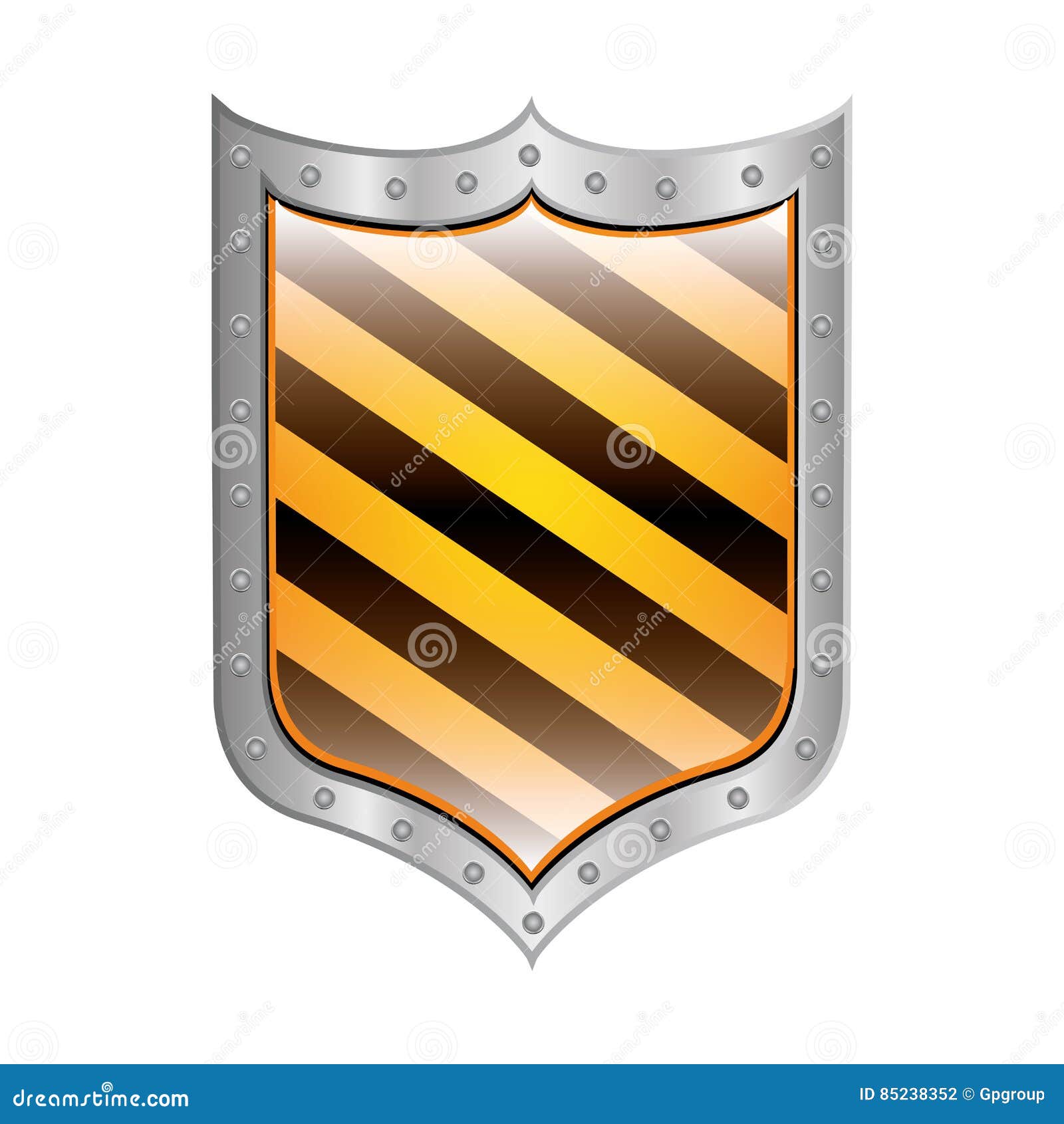 Metallic Shield with Right Diagonal Stripe Stock Illustration ...