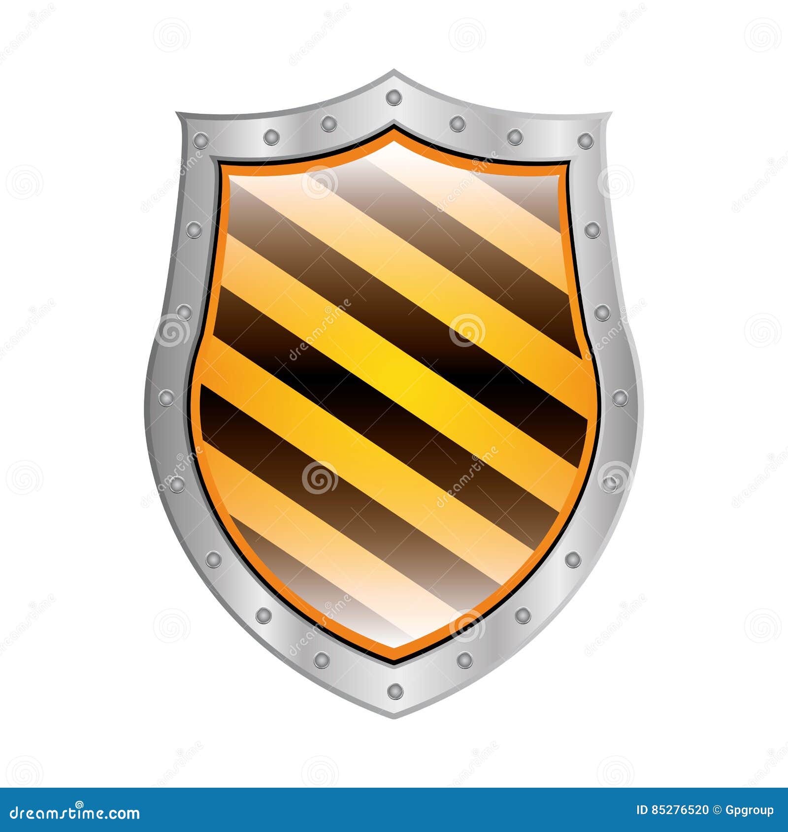 Metallic Shield with Right Diagonal Stripe Stock Illustration ...