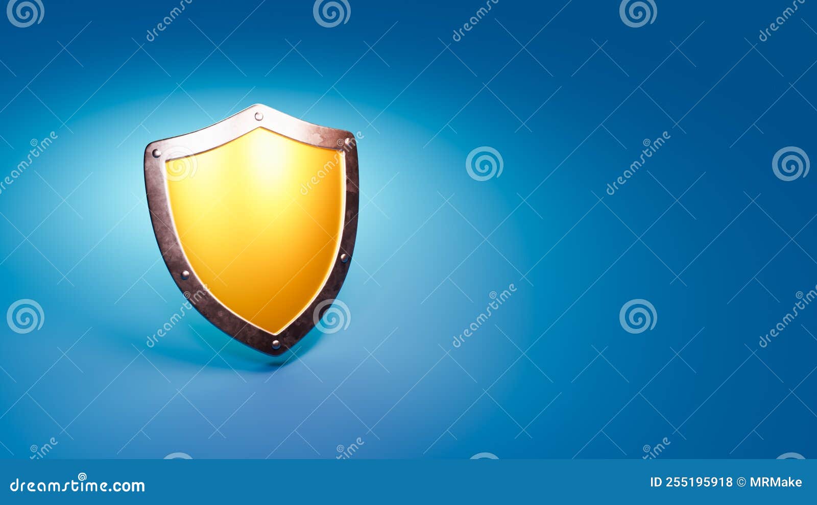 Metallic Shield Shape on Blue Background Stock Illustration ...