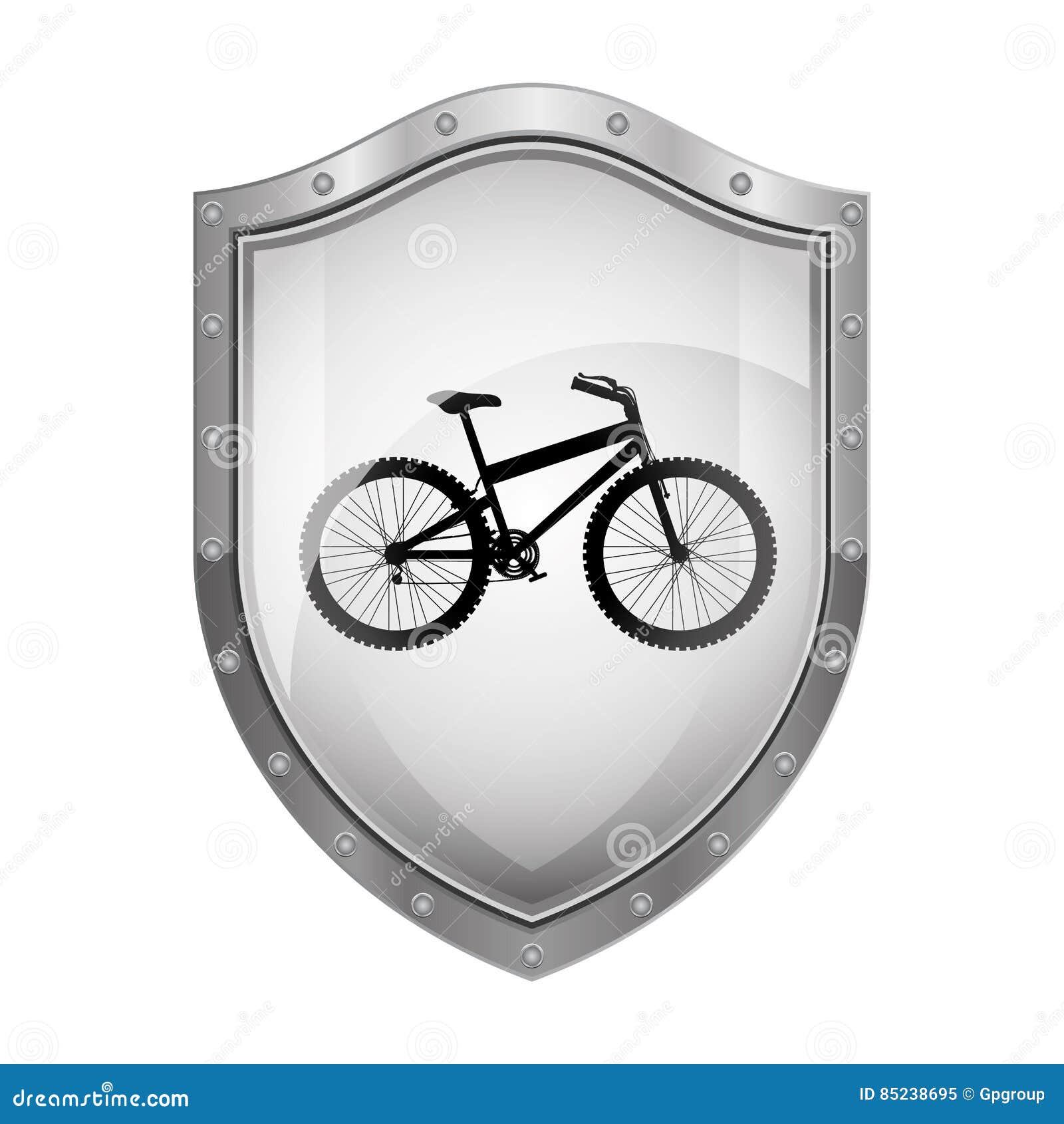 Metallic Shield with Silhouette Bicycle and Rack Stock Illustration ...
