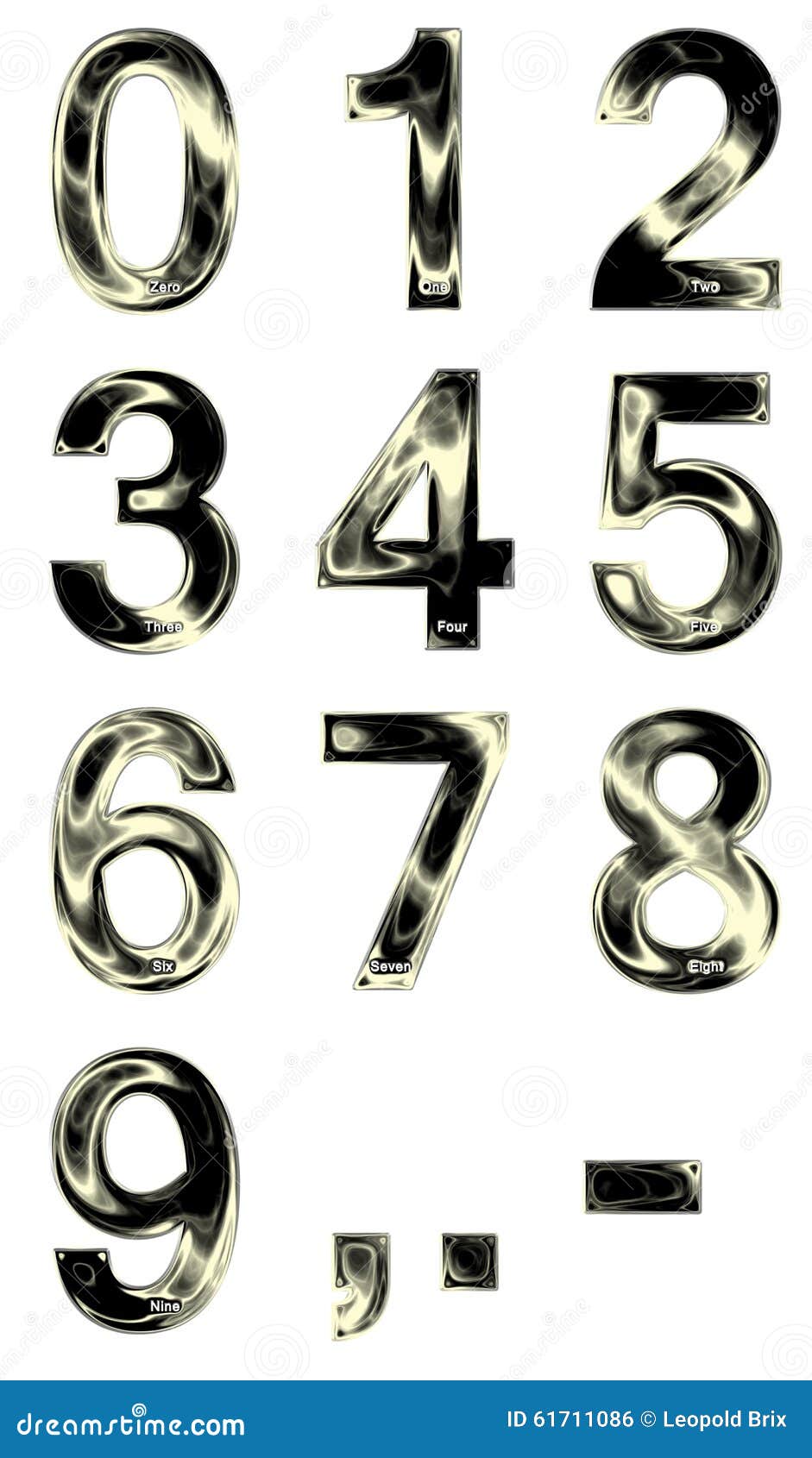 Metallic Shining Digits from Zero To Nine Stock Illustration ...