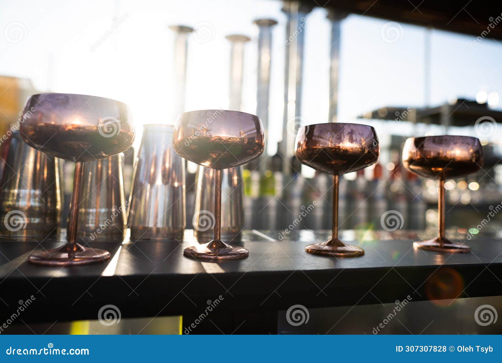 Metallic Shiny Copper Glasses for Alcoholic Cocktails Stock Photo ...