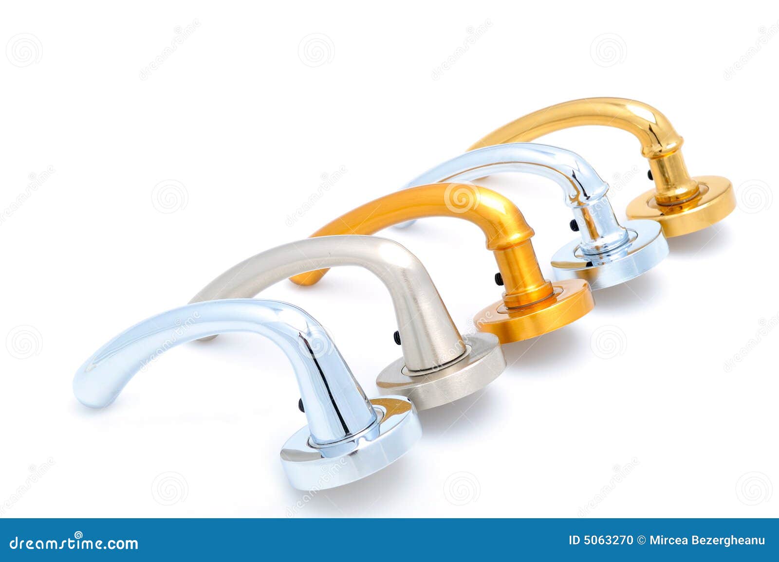 Metallic Shiny Door Handles on White Background Stock Photo - Image of ...