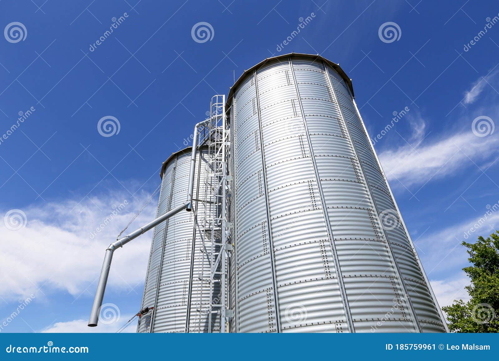 Metallic Silos in White Over the Sky Stock Image - Image of industry ...