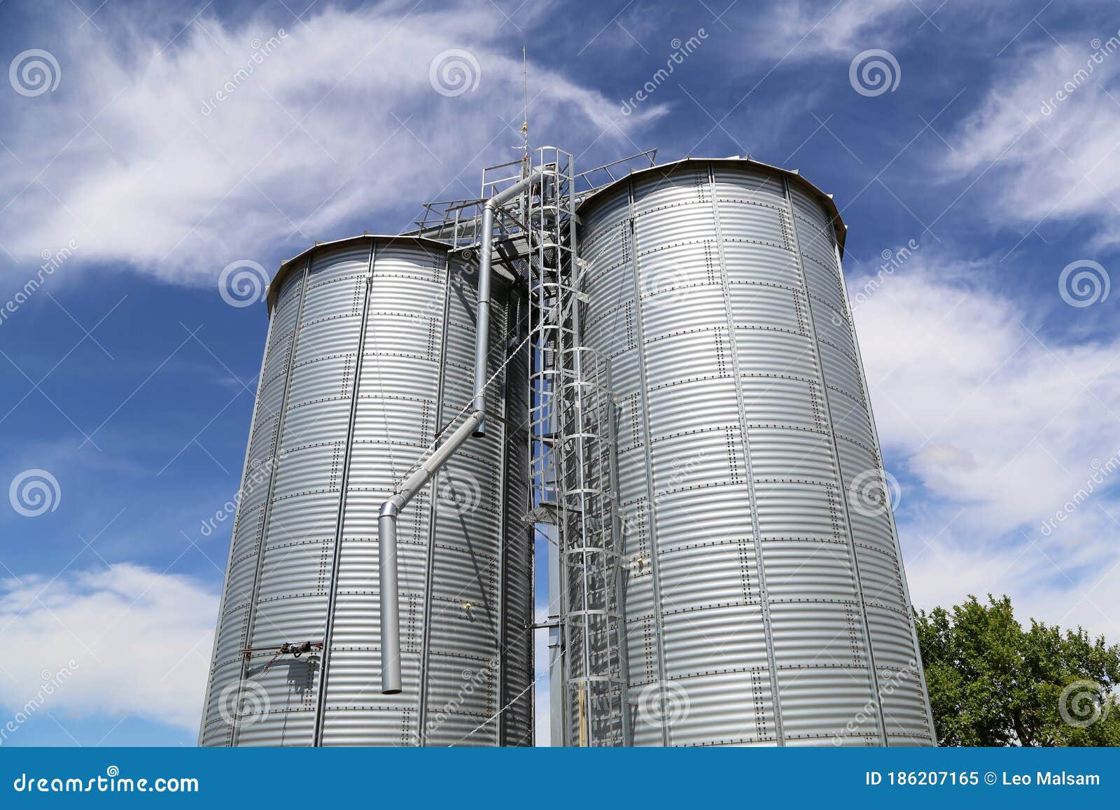 Metallic Silos in White Over the Sky Stock Image - Image of factory ...