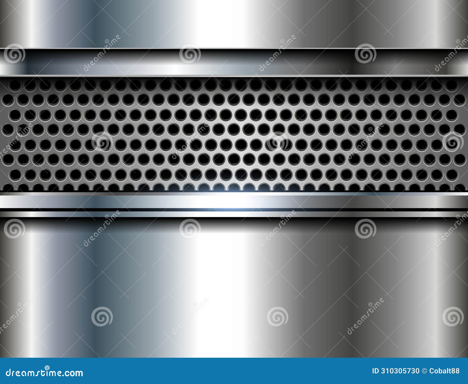 Metallic Silver Background, 3d Metal Shiny Chrome with Dots Pattern ...