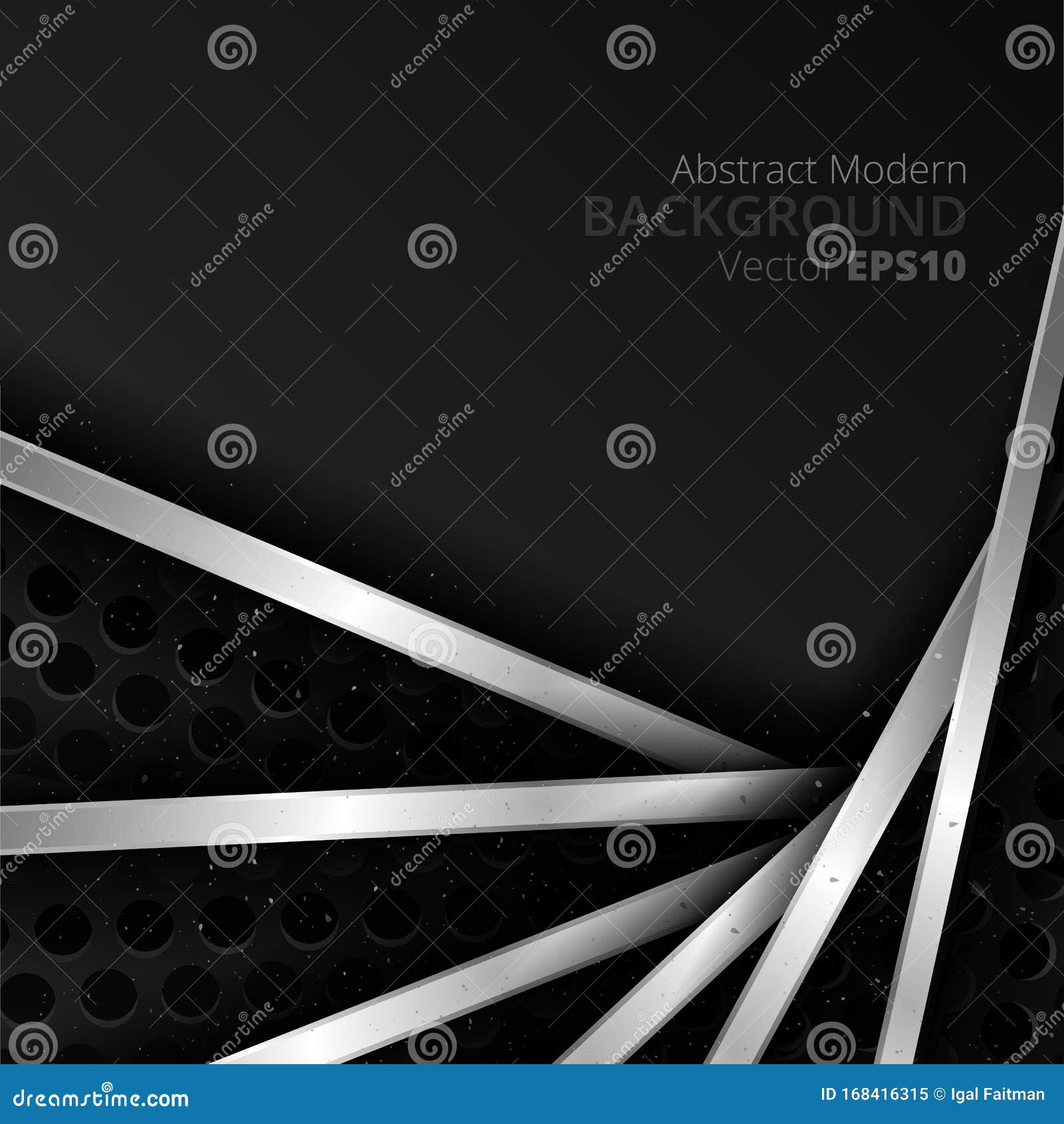 Metallic Silver Black Elegant Realistic Geometric Abstract Modern Frame ...