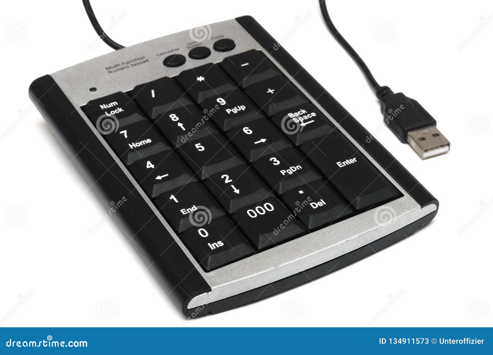 A Metallic Silver Black Multiple Function USB Wired Numeric Keypad ...