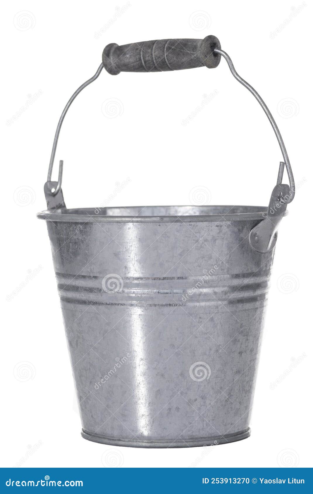 Metallic Silver Bucket Isolated on White Background Stock Photo - Image ...