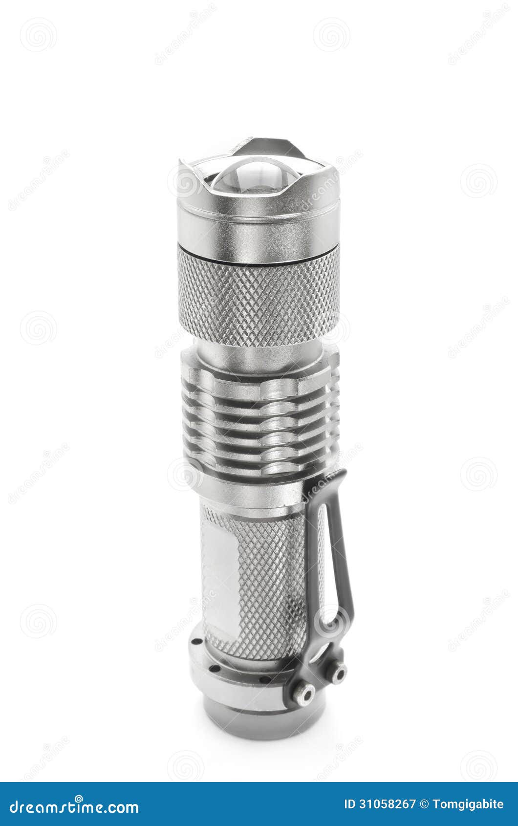 Metallic silver flashlight stock image. Image of object - 31058267