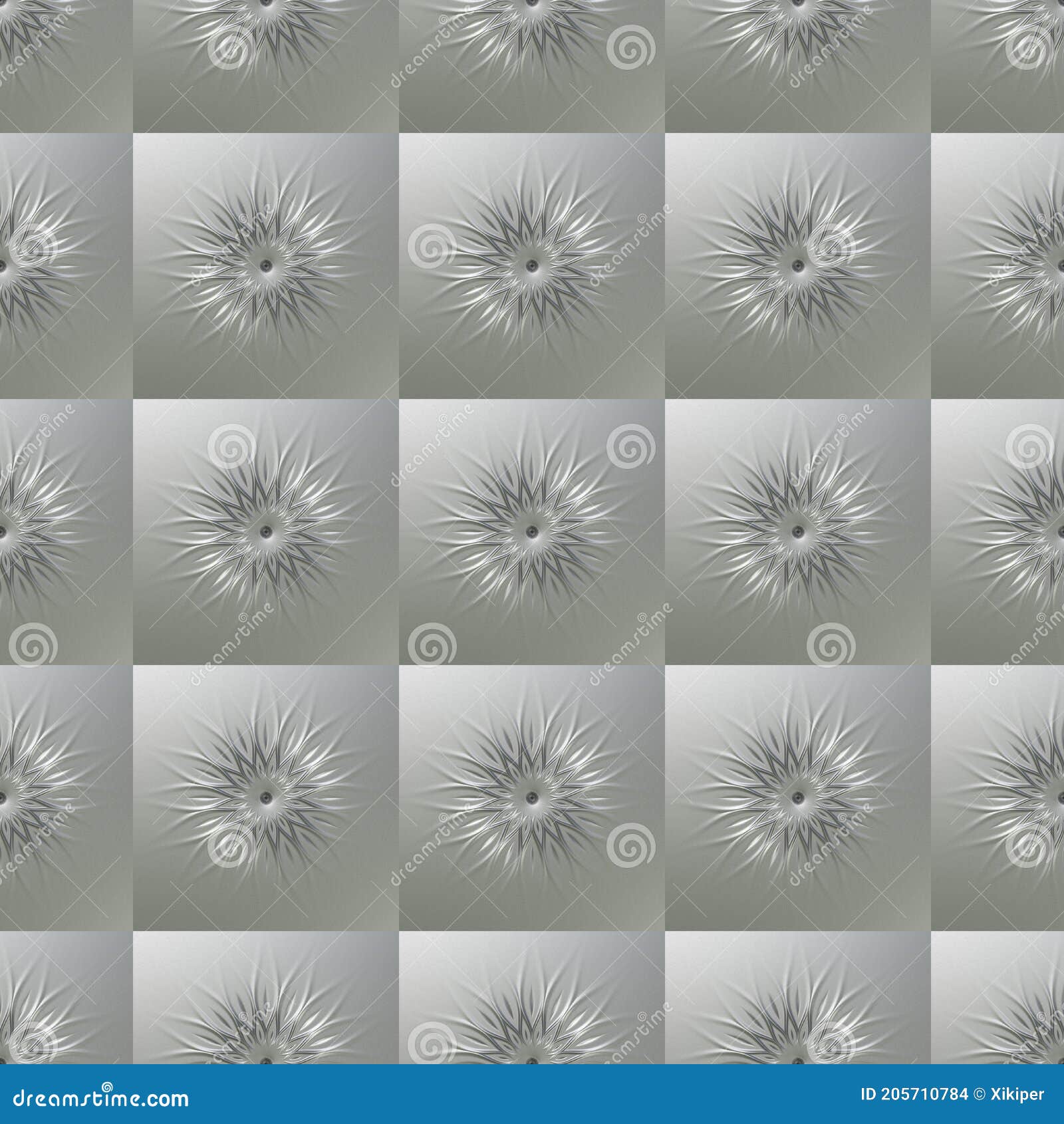 Metallic Silver Flower 3d Illustration Seamless Pattern Stock ...