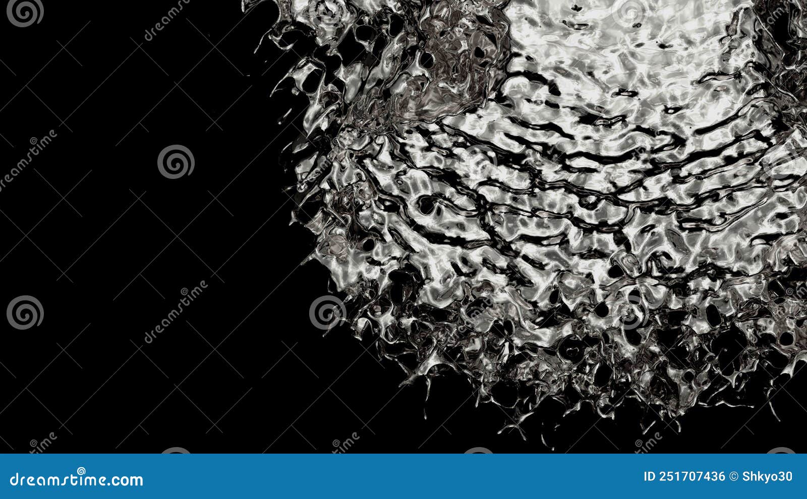 Metallic and Silver Fluid Start To Fill the Screen on Black Stock ...