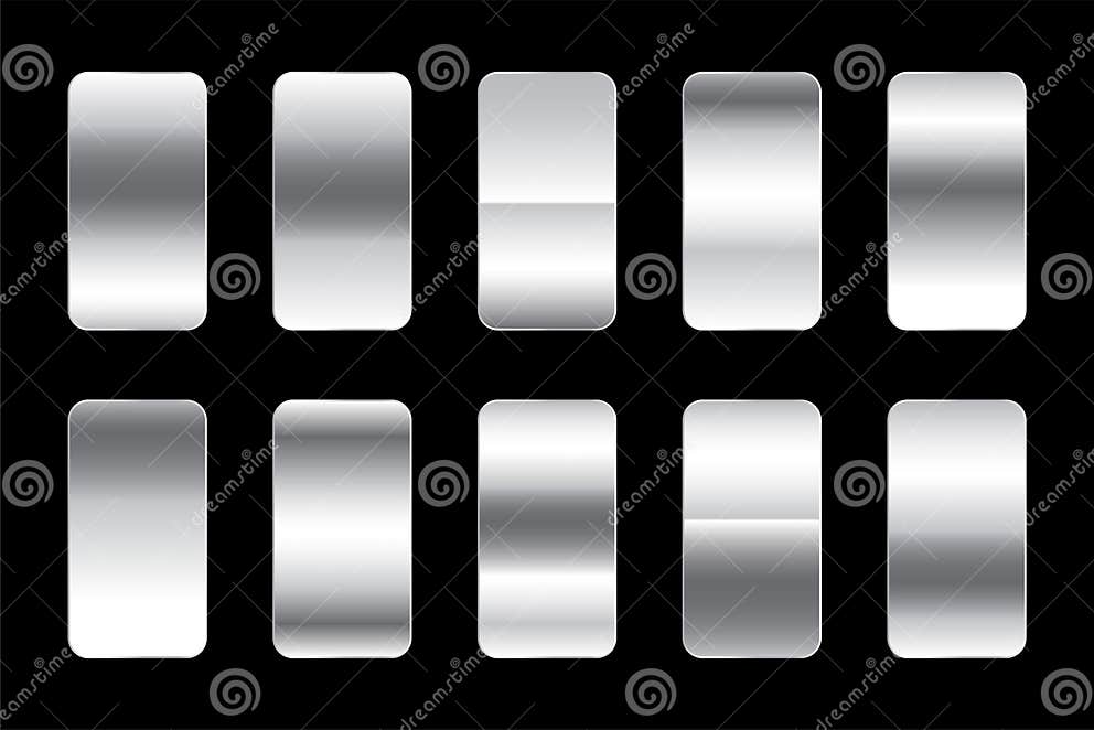 Metallic Silver Gradients Premium Set Stock Vector - Illustration of ...