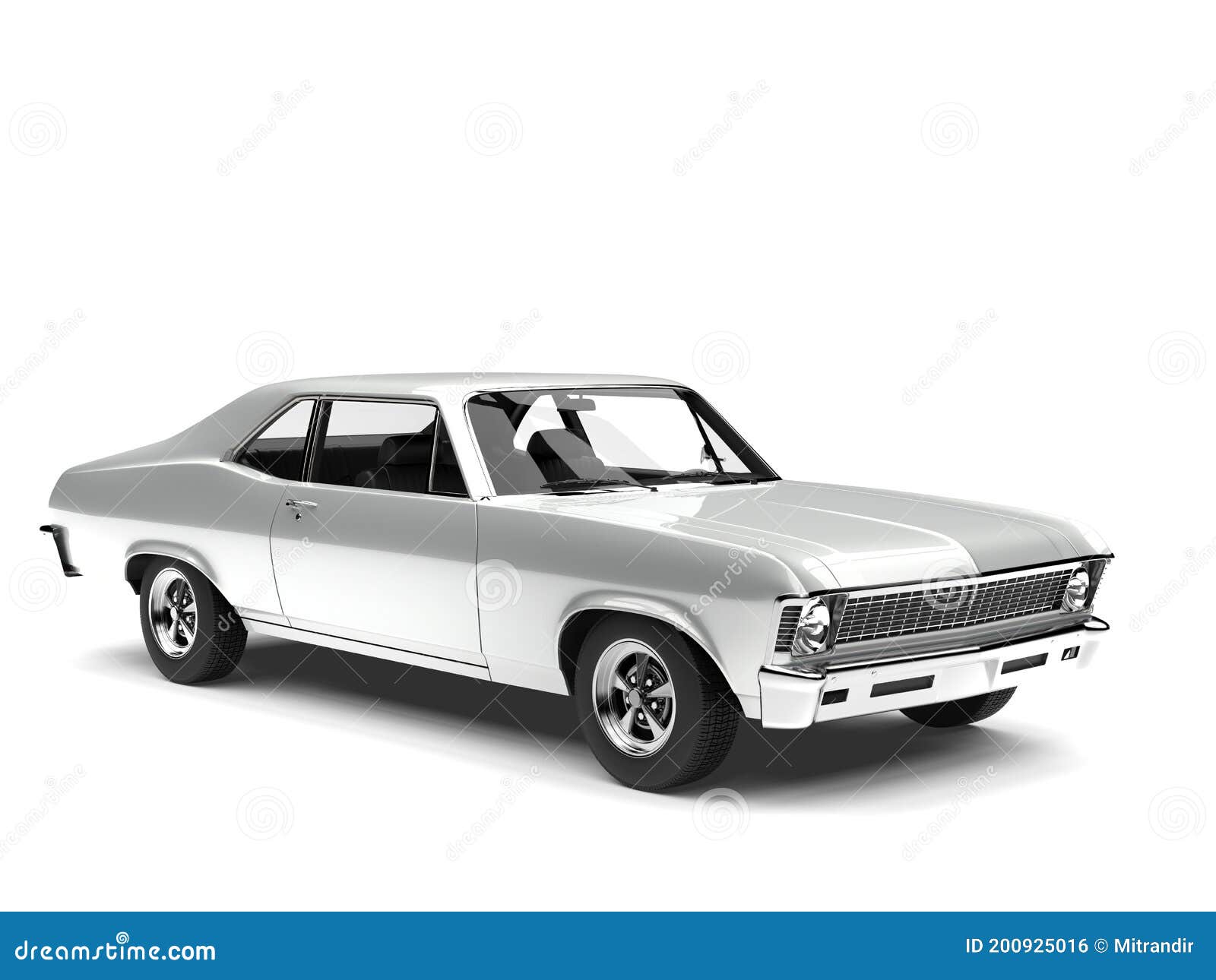 Metallic Silver Gray Restored Vintage Muscle Car Stock Illustration ...