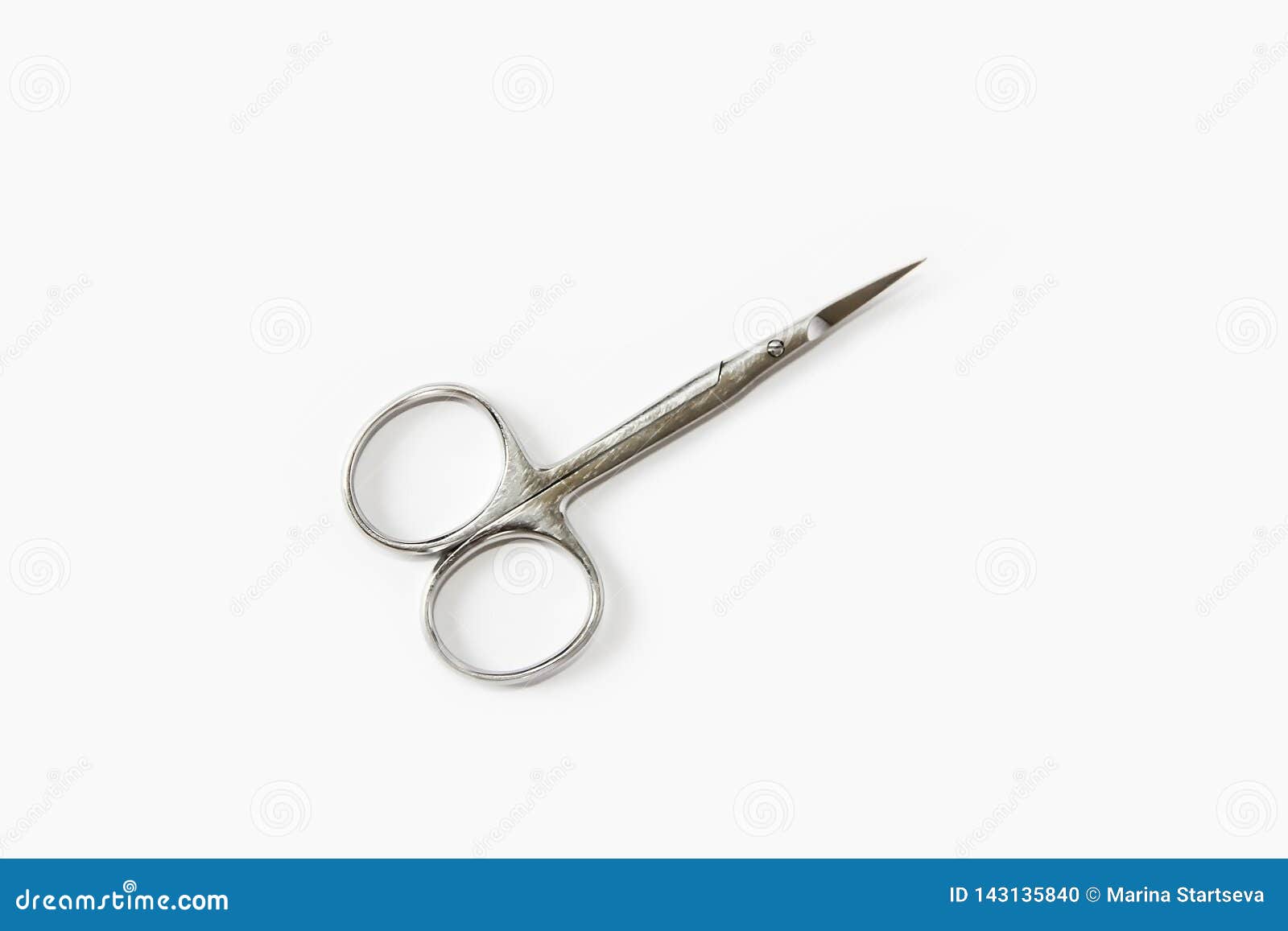 Metallic Silver Manicure Sharp Scissors on a White Background Stock ...