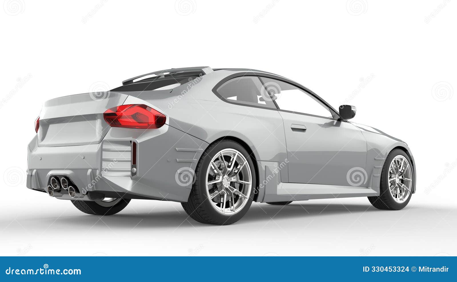 Metallic Silver Modern Fast Electric Car - Rear Side View Stock Photo ...