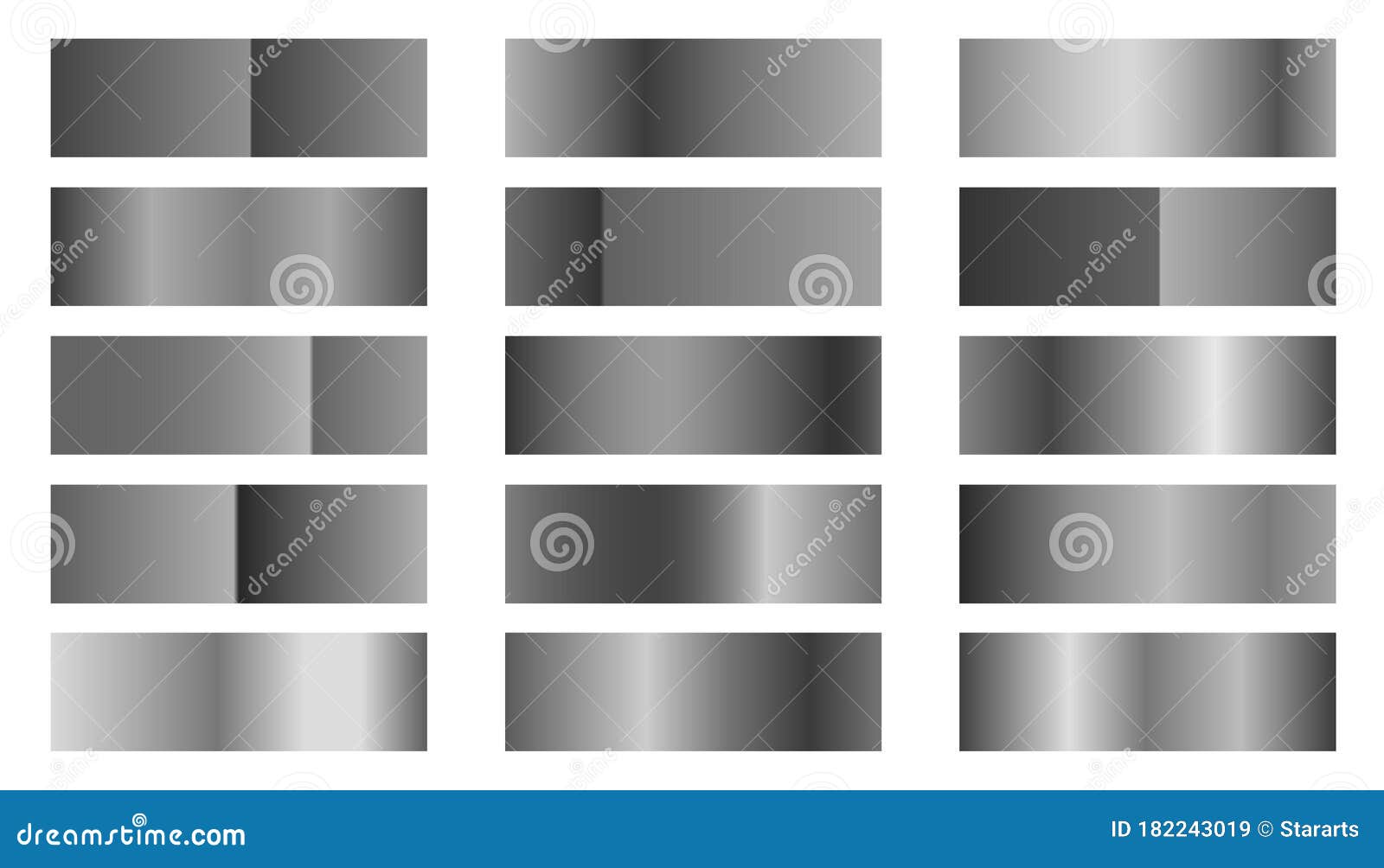 Metallic Silver or Platinum Gradients Combinations Set Stock Vector ...