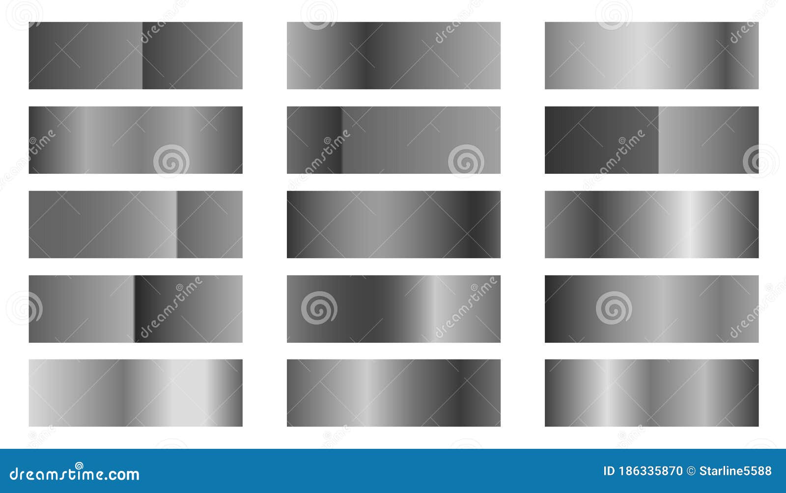 Metallic Silver or Platinum Gradients Combinations Set Stock Vector ...