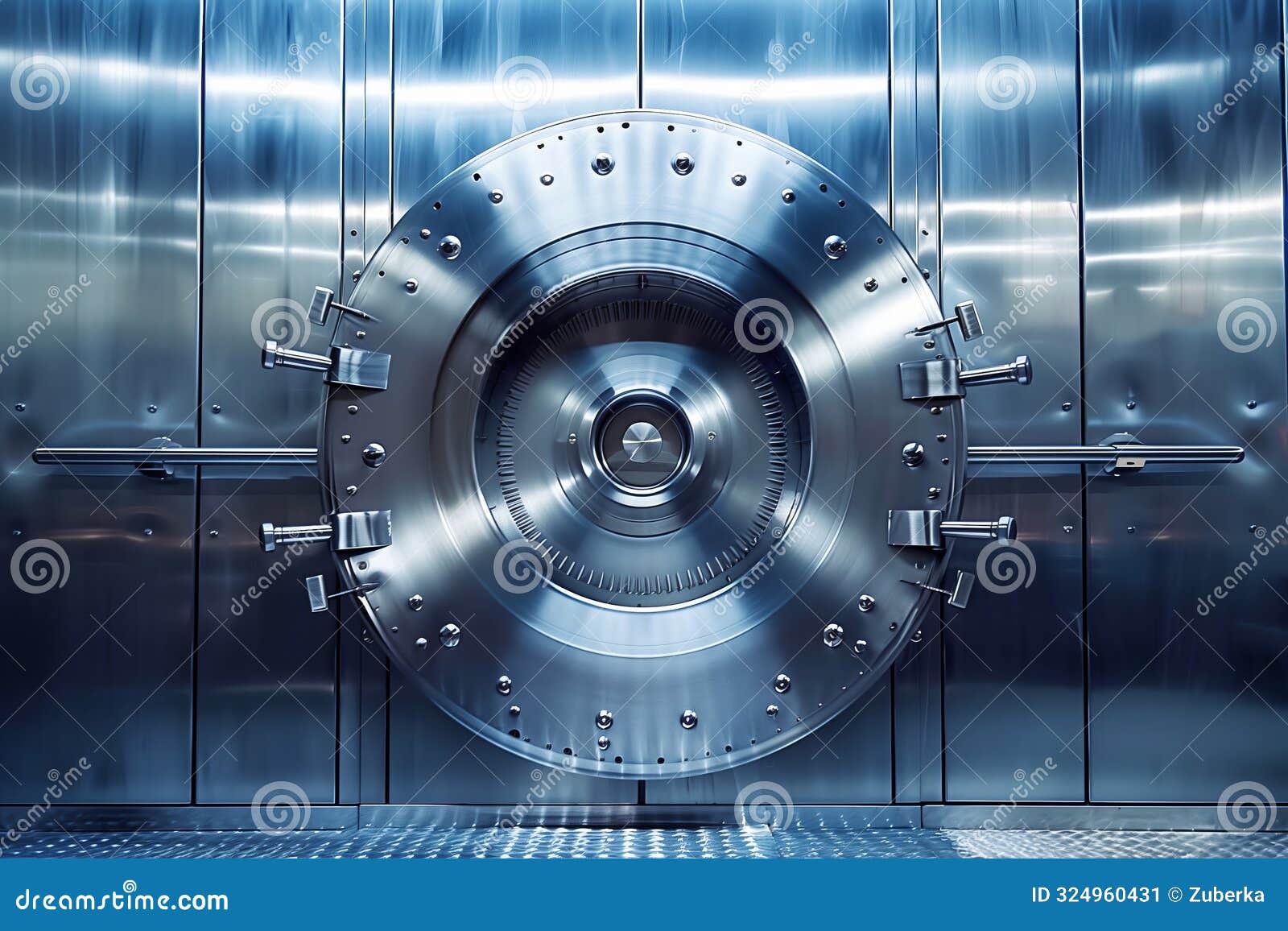 Metallic Vault Door in Bank Stock Illustration - Illustration of ...